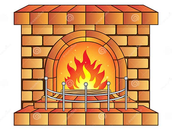 Cartoon Fireplace stock vector. Illustration of fire - 81146203