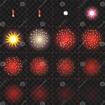 Cartoon Firework Explosion Animation Stock Vector - Illustration of ...