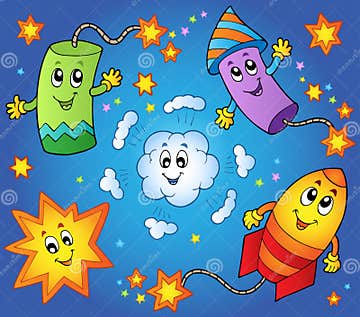 Cartoon fireworks theme 1 stock vector. Illustration of glow - 22341778