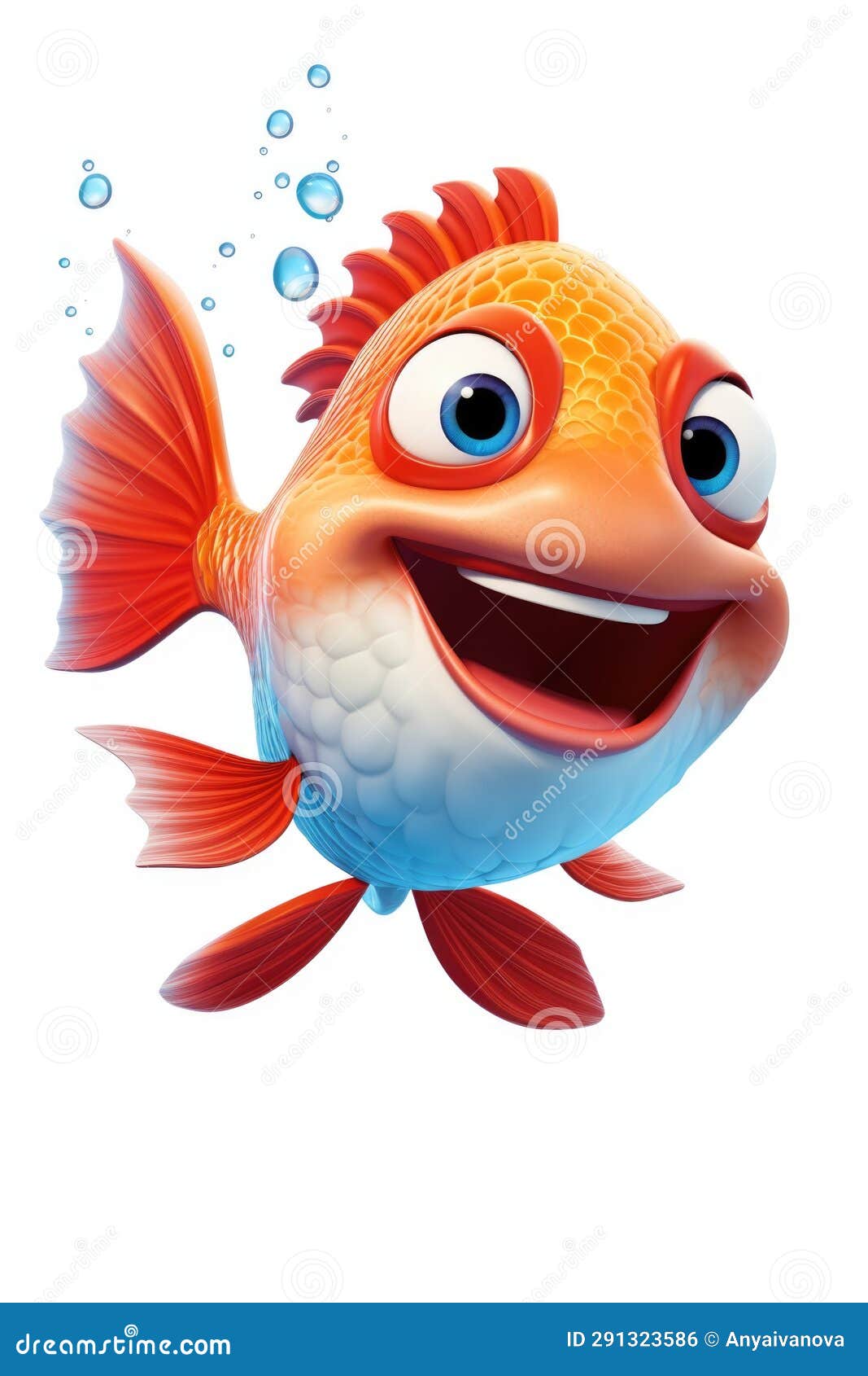 A Cartoon Fish with a Big Smile on Its Face. Stock Illustration ...