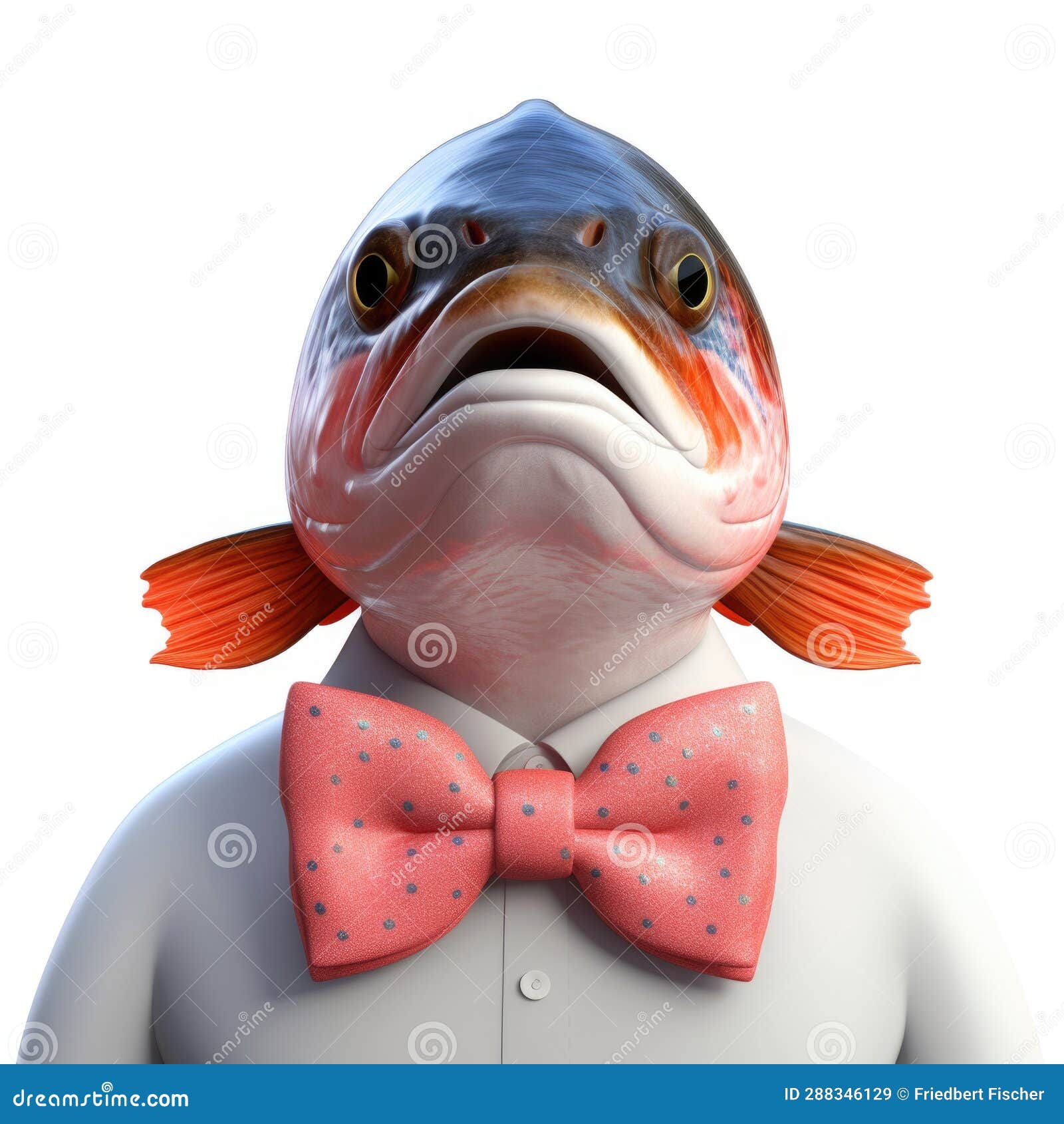 A Cartoon Fish with a Bow Tie on. Stock Illustration - Illustration of ...