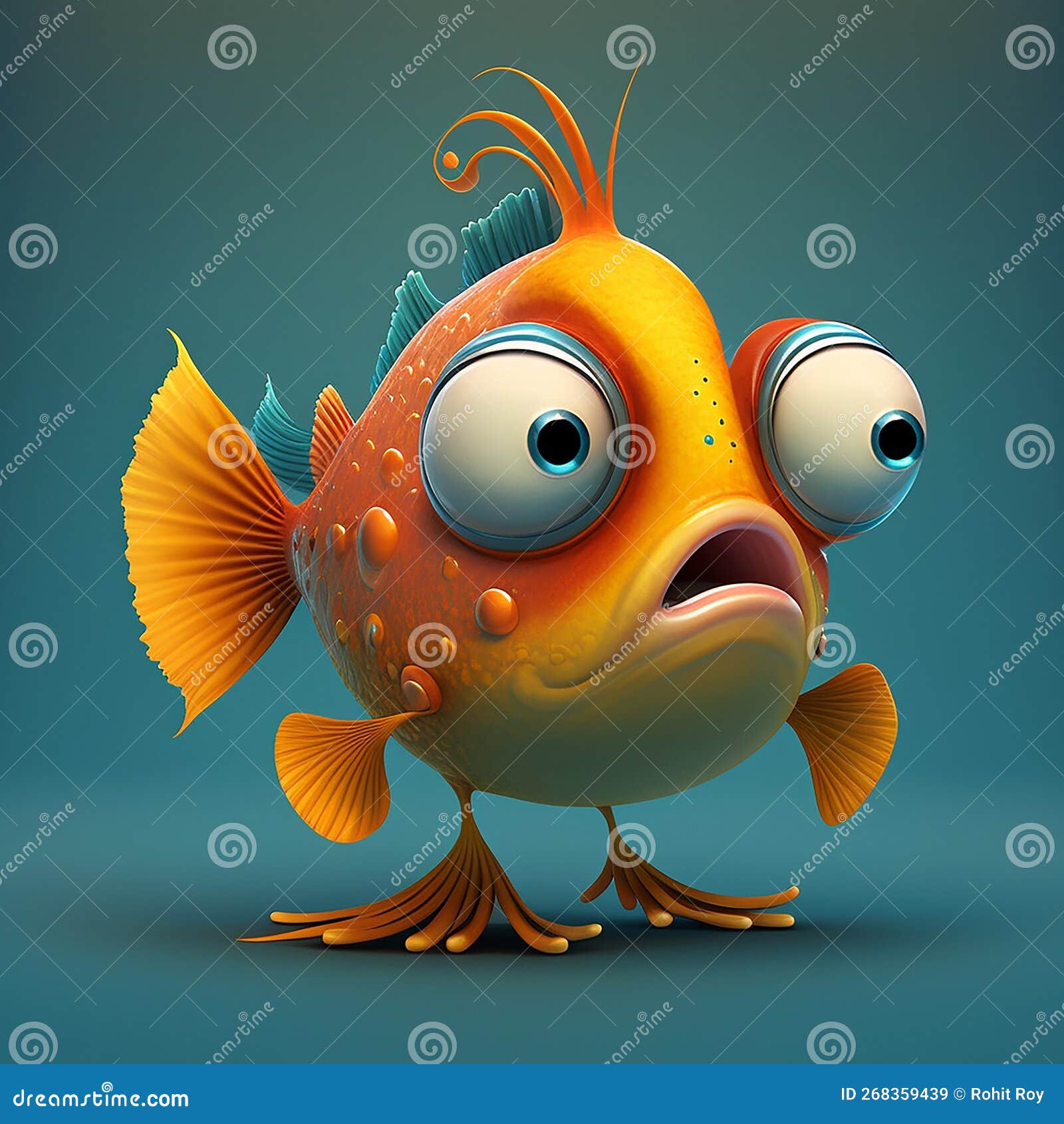 Cartoon Fish character stock illustration. Illustration of isolated ...
