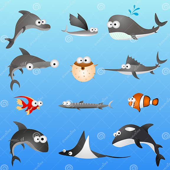 Cartoon fish characters stock vector. Illustration of humorous - 8209376