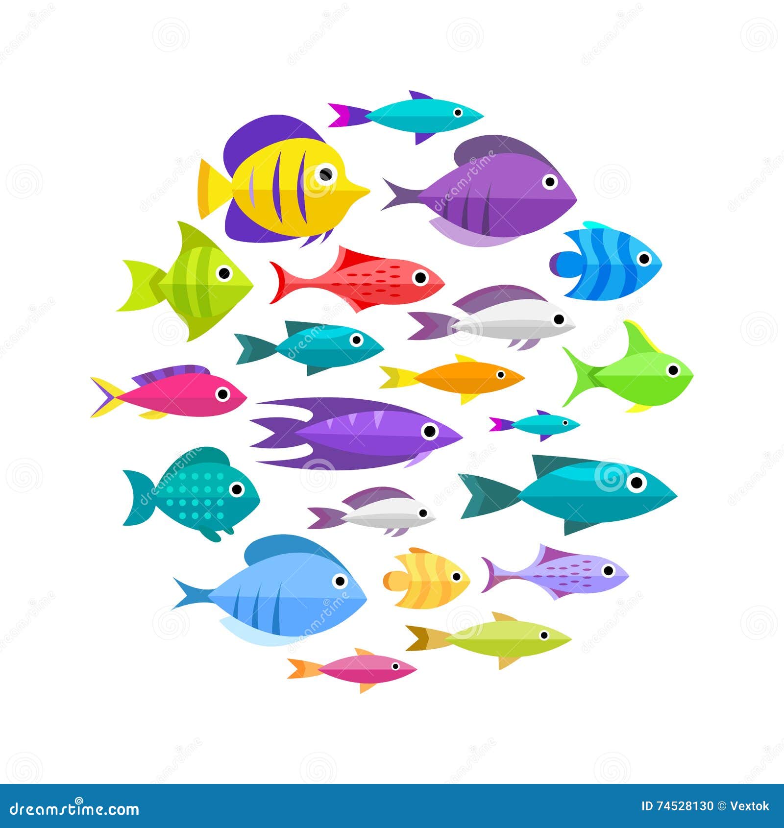 Cartoon Fish Collection Background Stock Vector - Illustration of ...