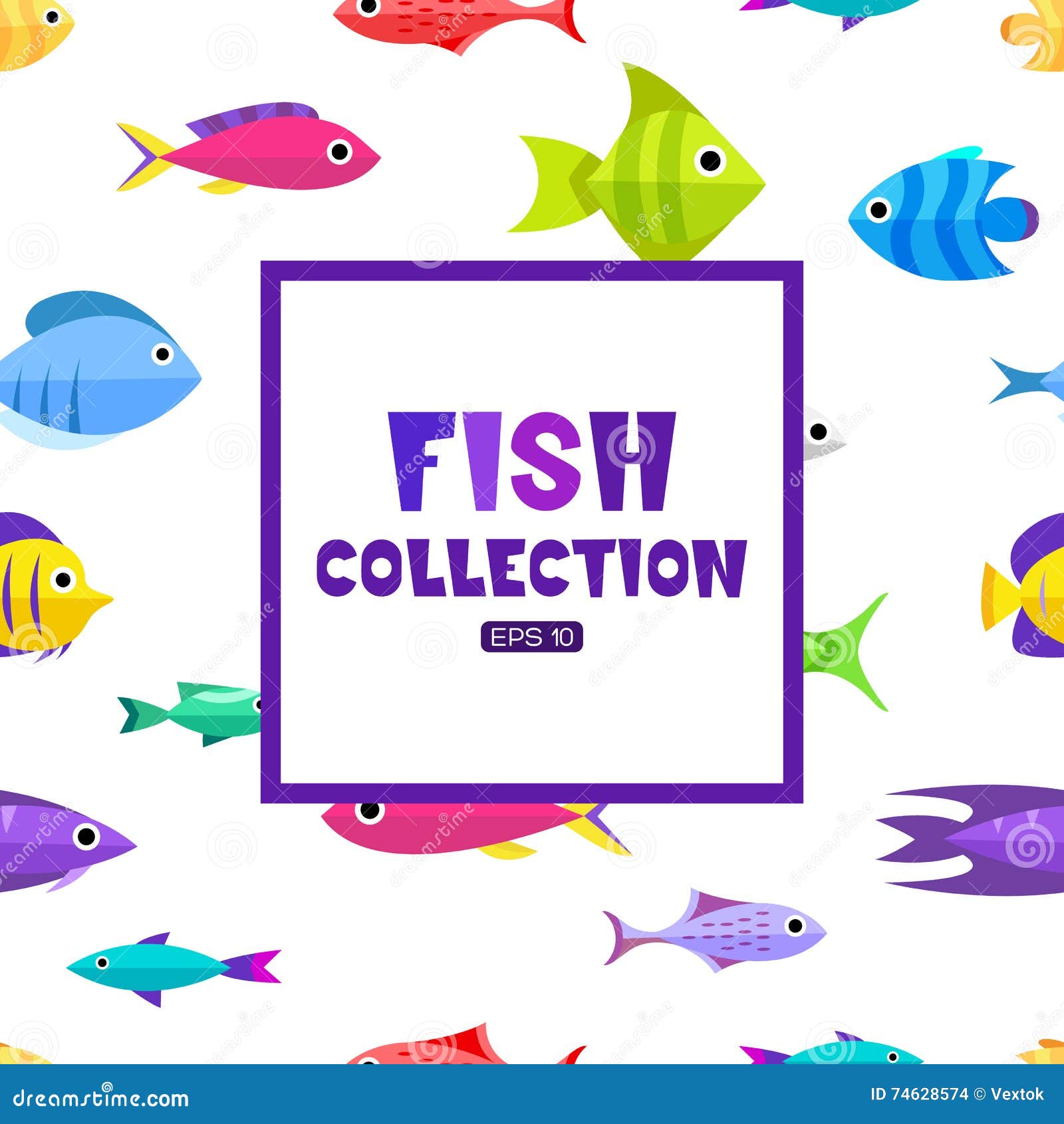 Cartoon Fish Collection Background Stock Vector - Illustration of ...