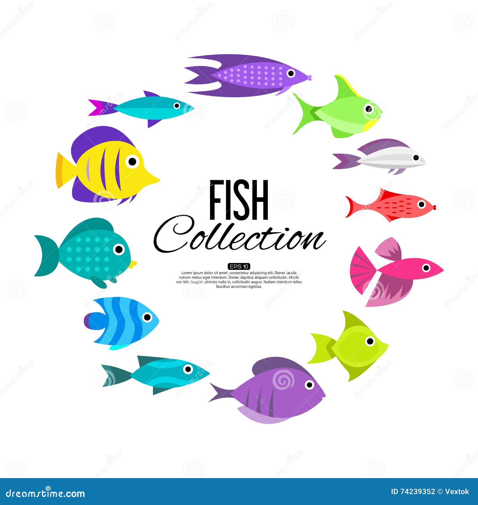 Cartoon Fish Collection Background Stock Vector - Illustration of clown ...