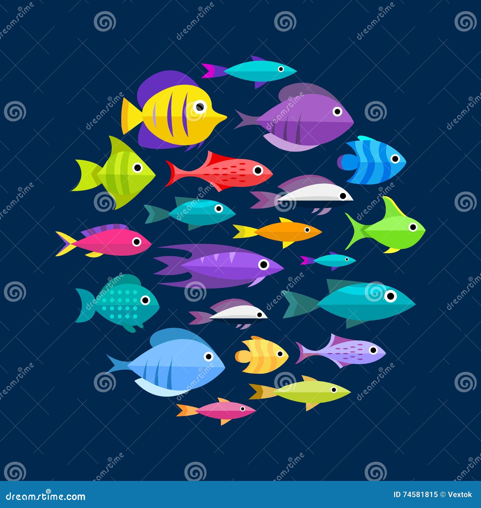 Cartoon Fish Collection Background Stock Vector - Illustration of ...