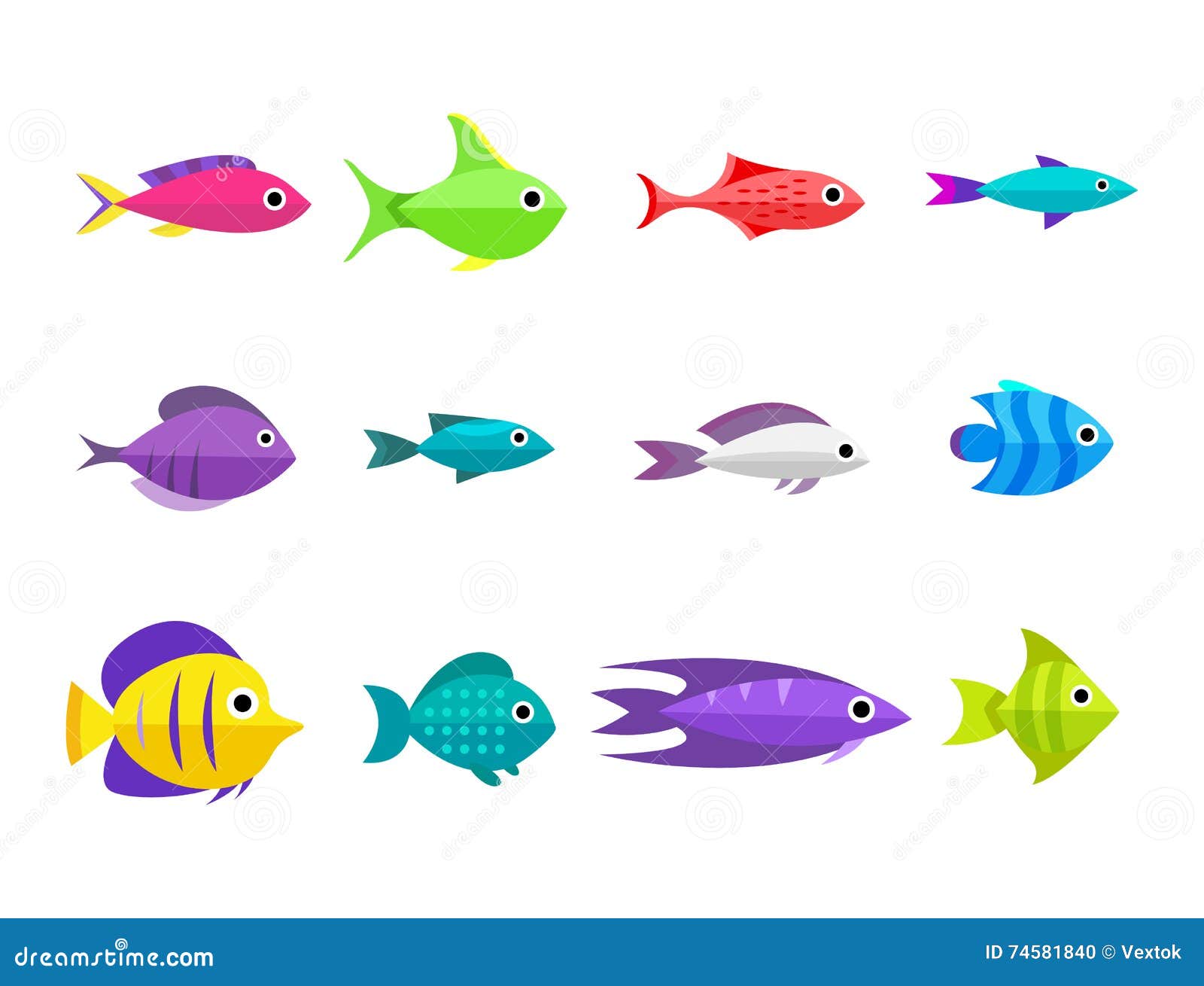 Cartoon Fish Collection Background Stock Vector - Illustration of ...