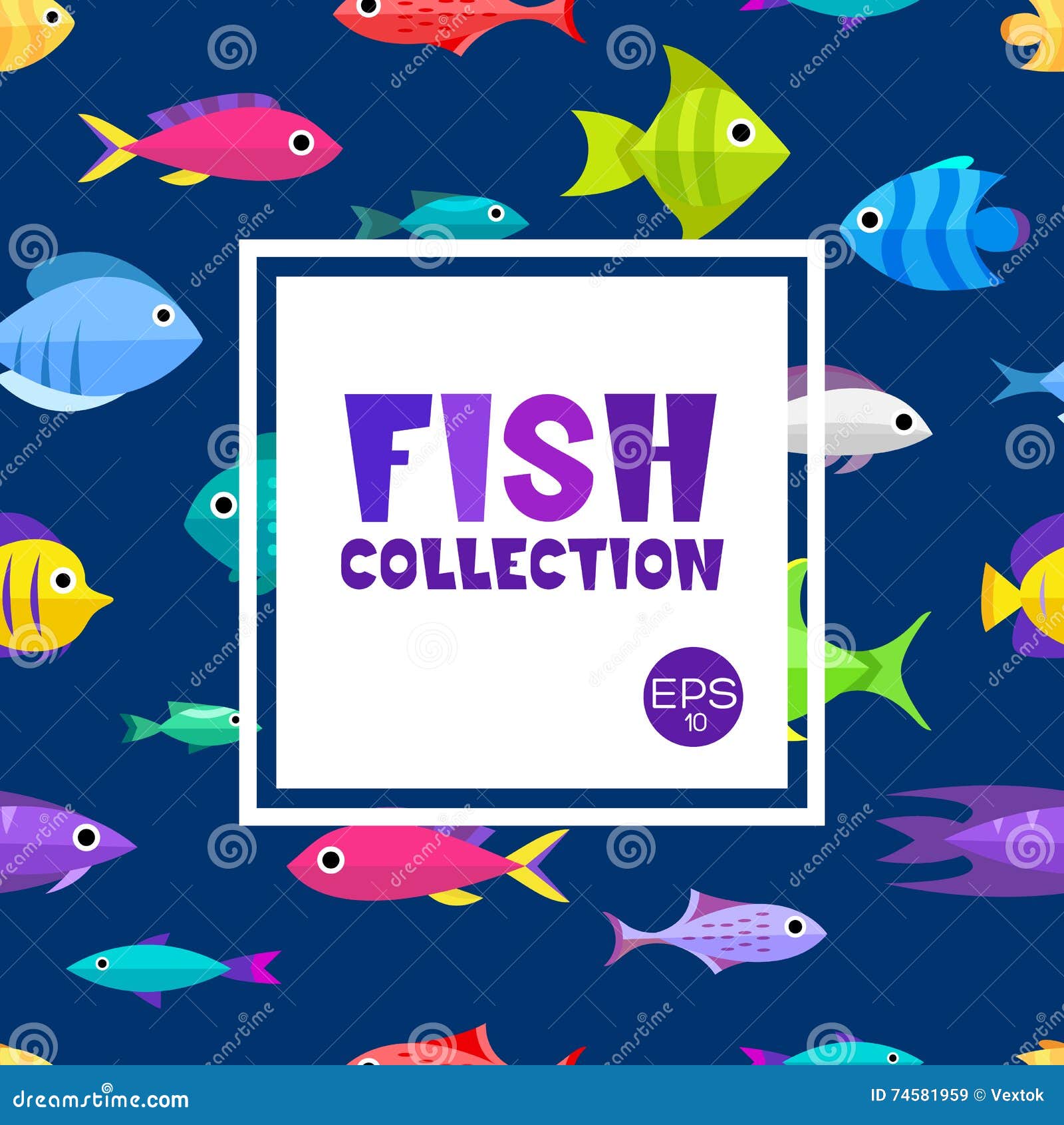 Cartoon Fish Collection Background Stock Vector - Illustration of ...