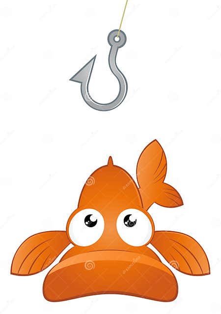 Cartoon fish and hook stock vector. Illustration of aquatic - 16639368