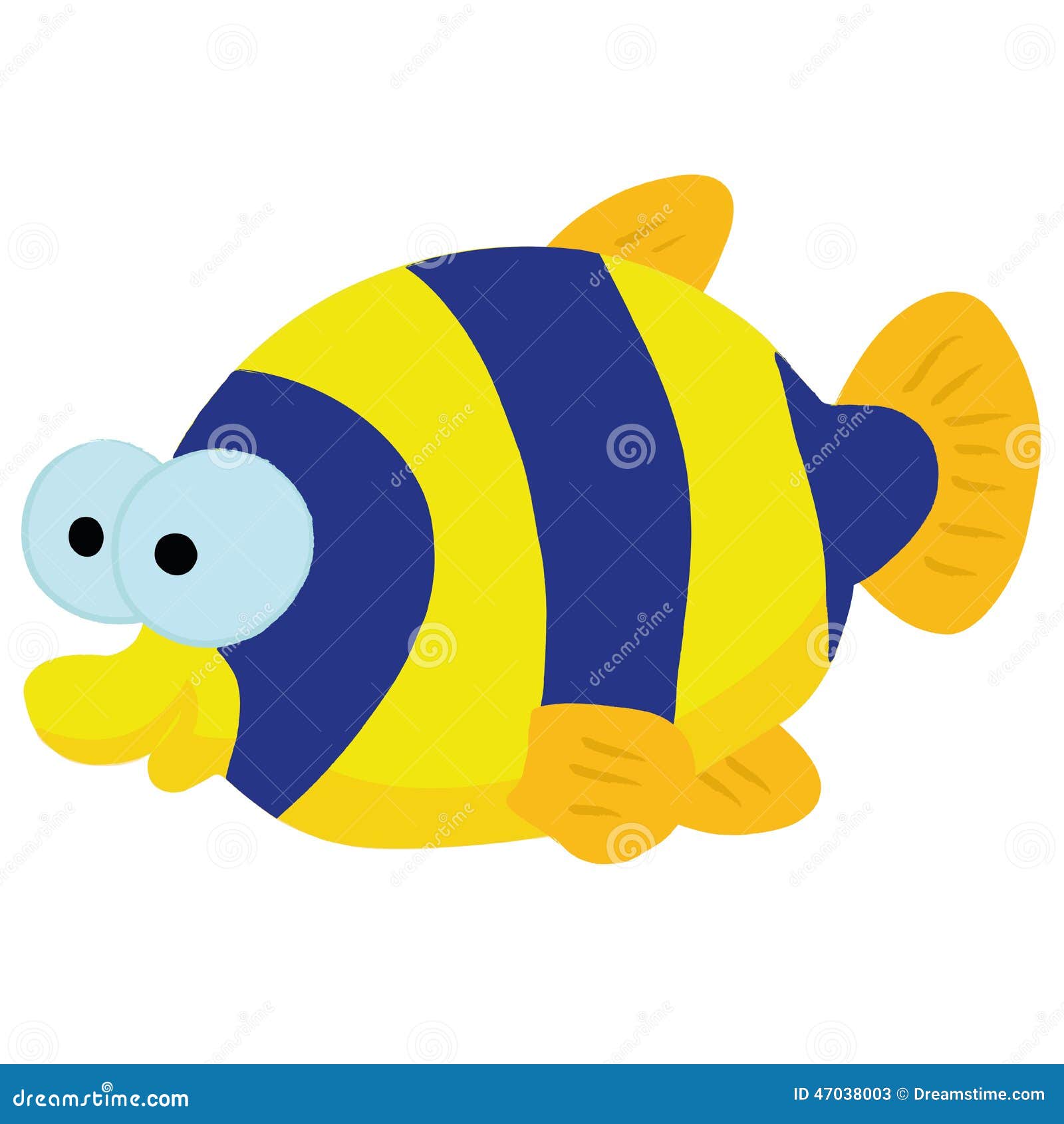 Cartoon Fish in Light Blue Sea Stock Illustration - Illustration of ...