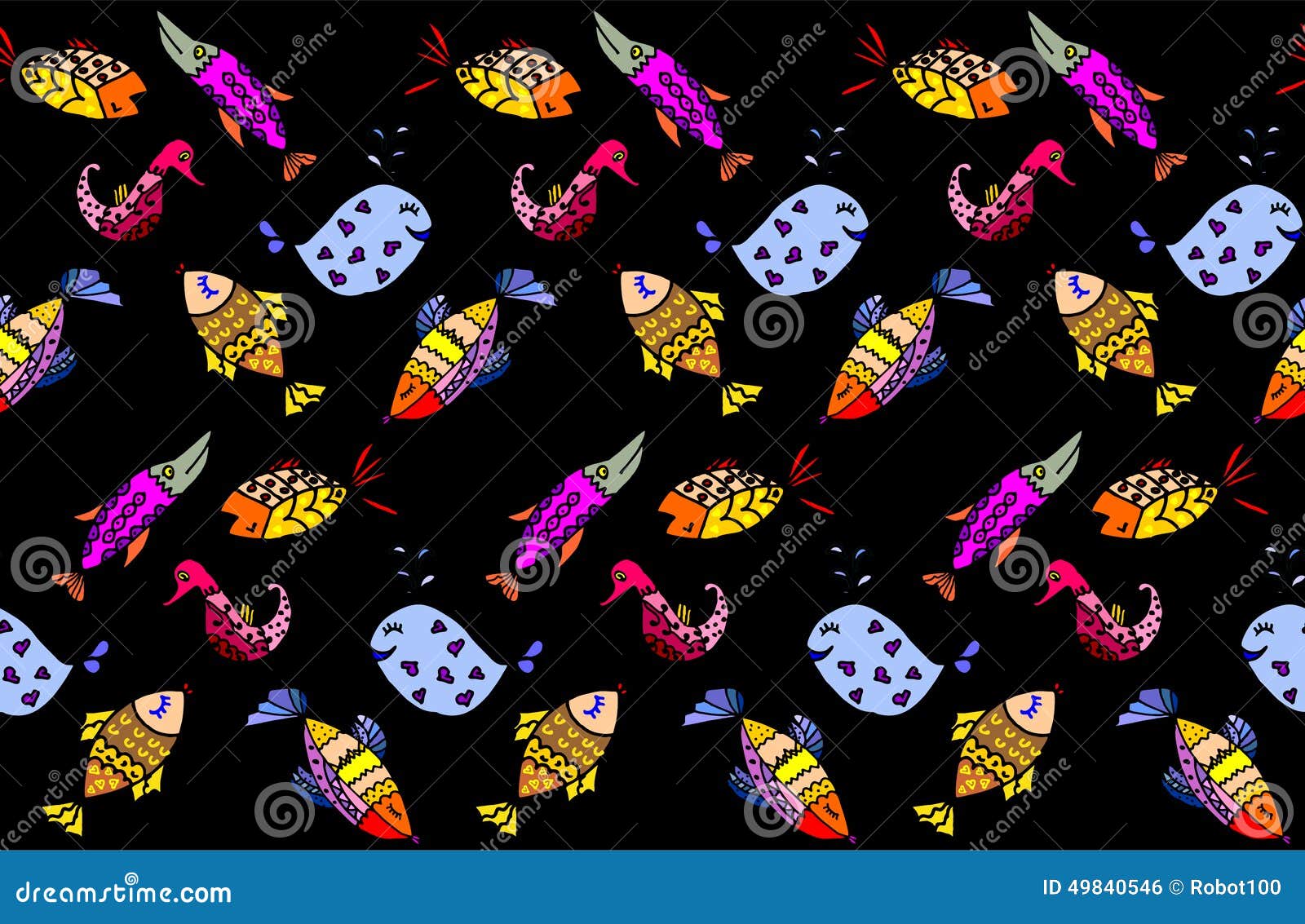 Cartoon fish pattern stock vector. Illustration of clip - 49840546