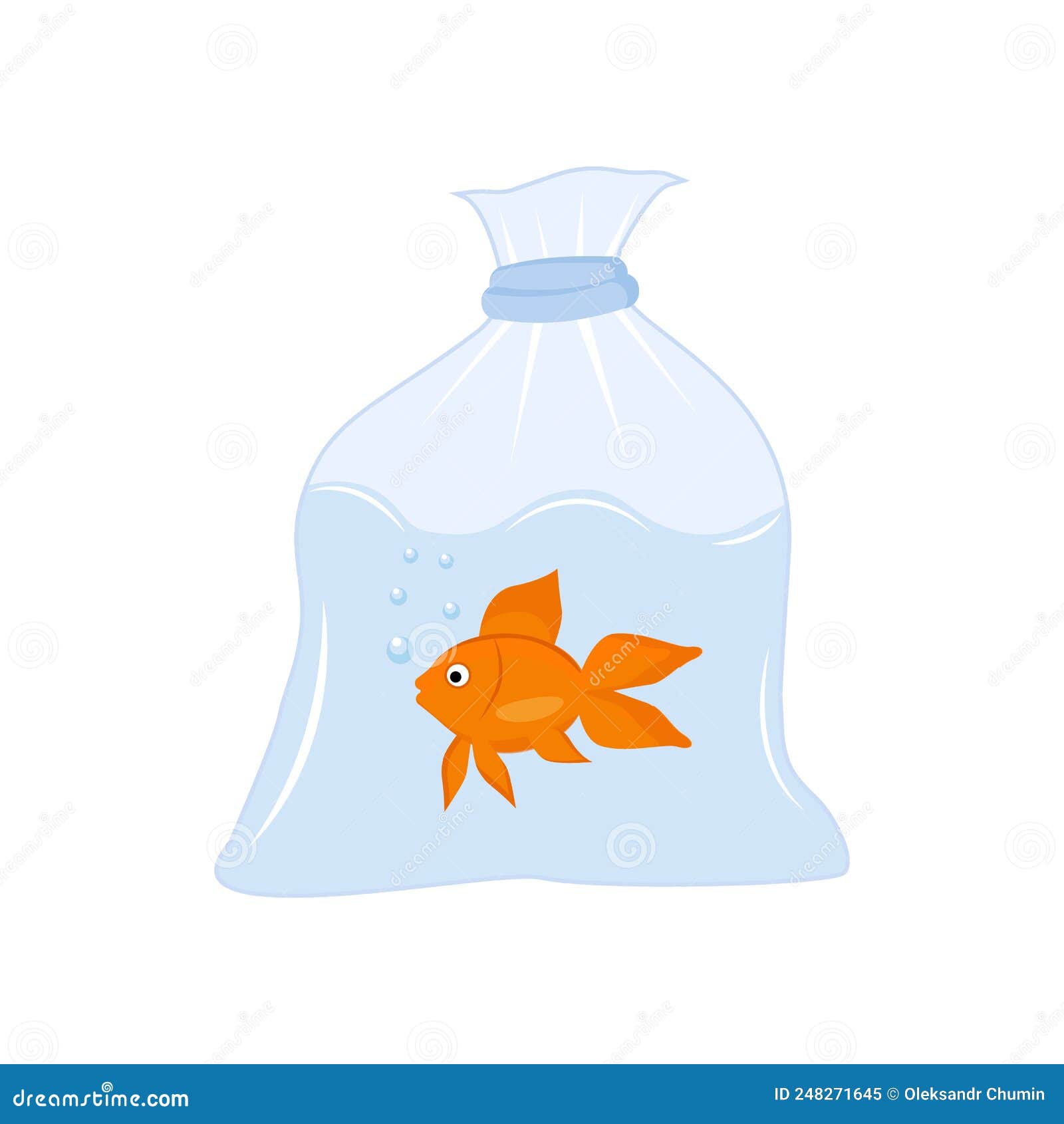 Cartoon Fish In Plastic Bag Vector | CartoonDealer.com #248271645
