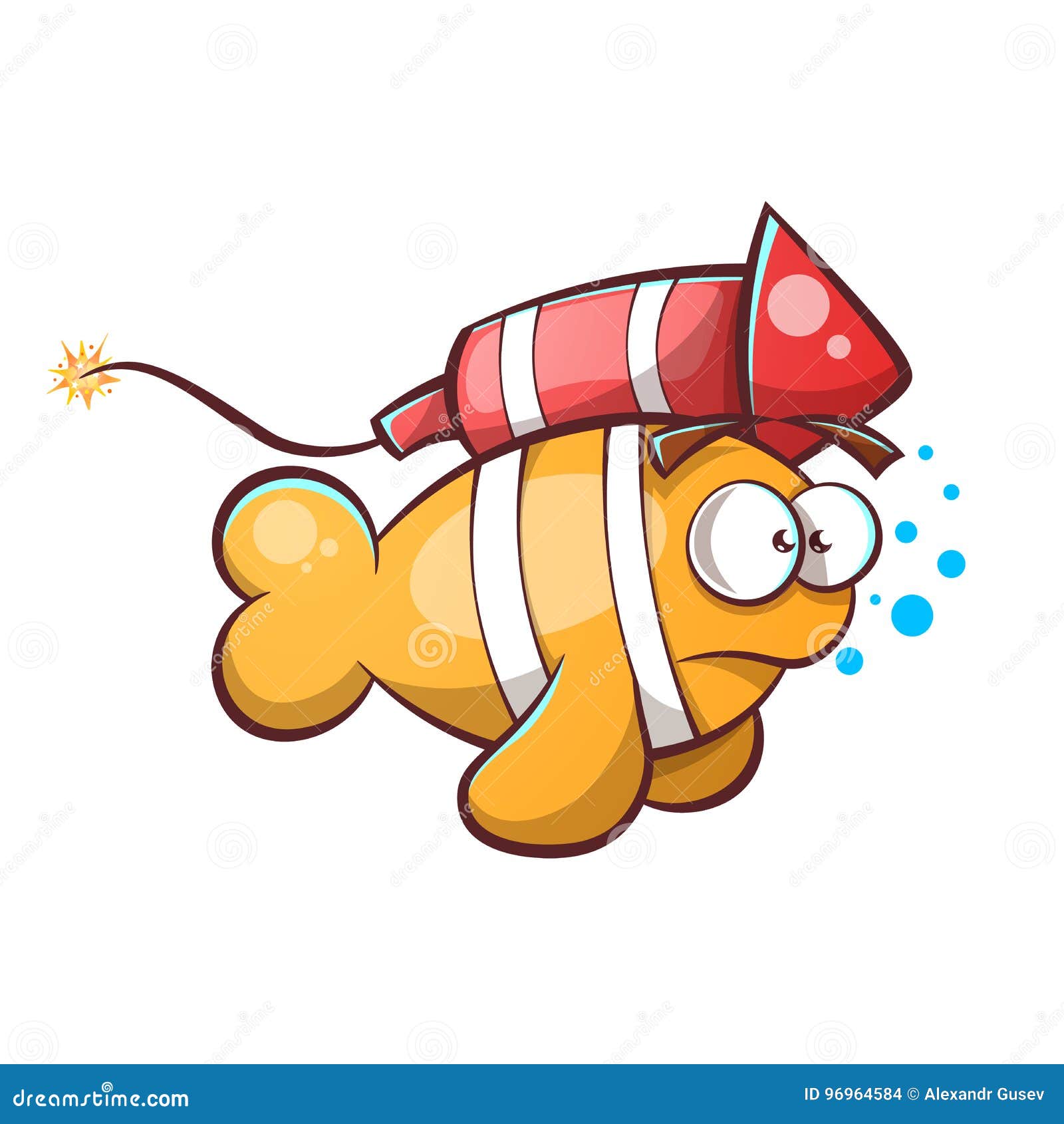 Cartoon fish with rocket stock vector. Illustration of ocean - 96964584