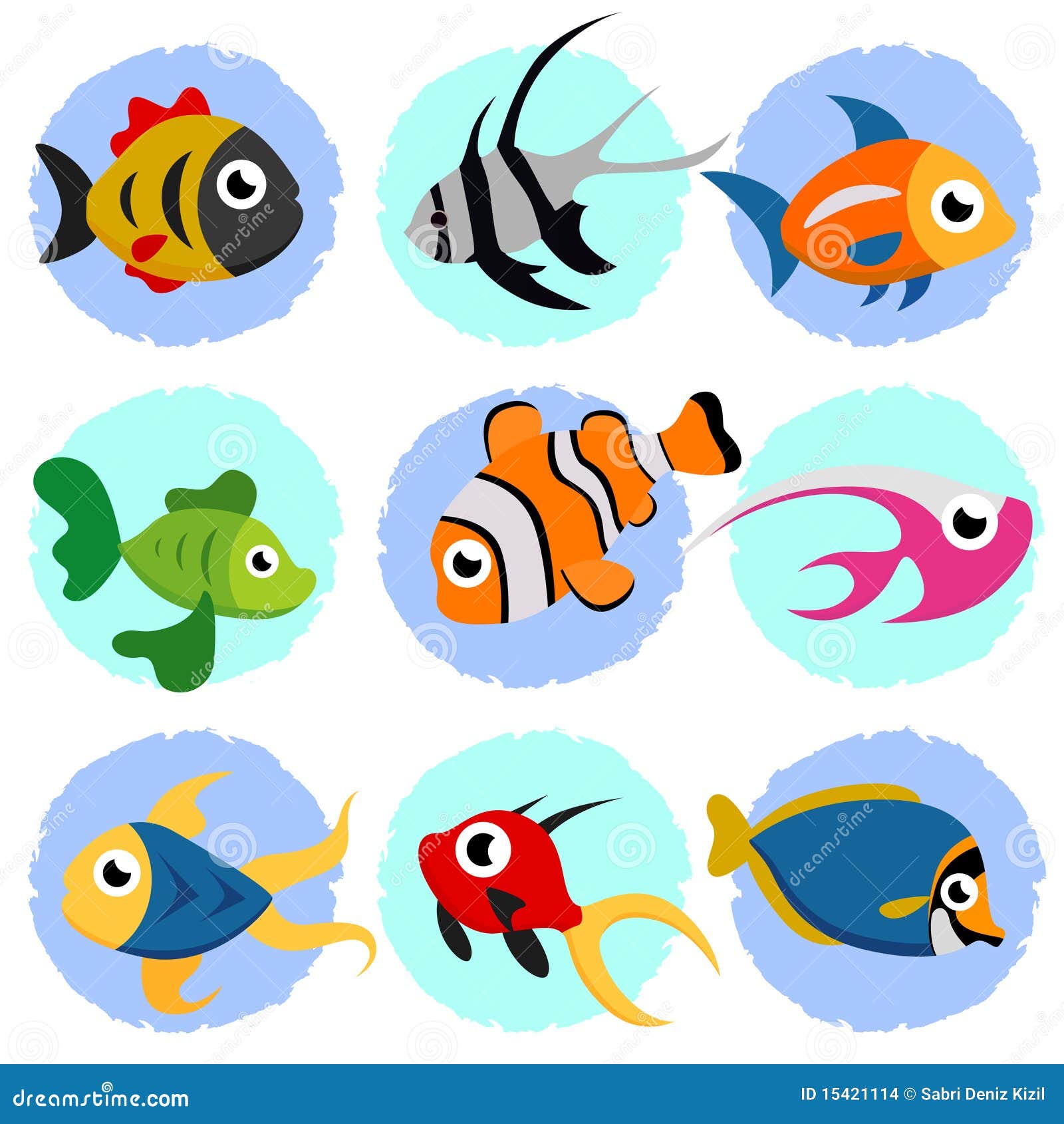 Cartoon fish set stock illustration. Illustration of character - 15421114