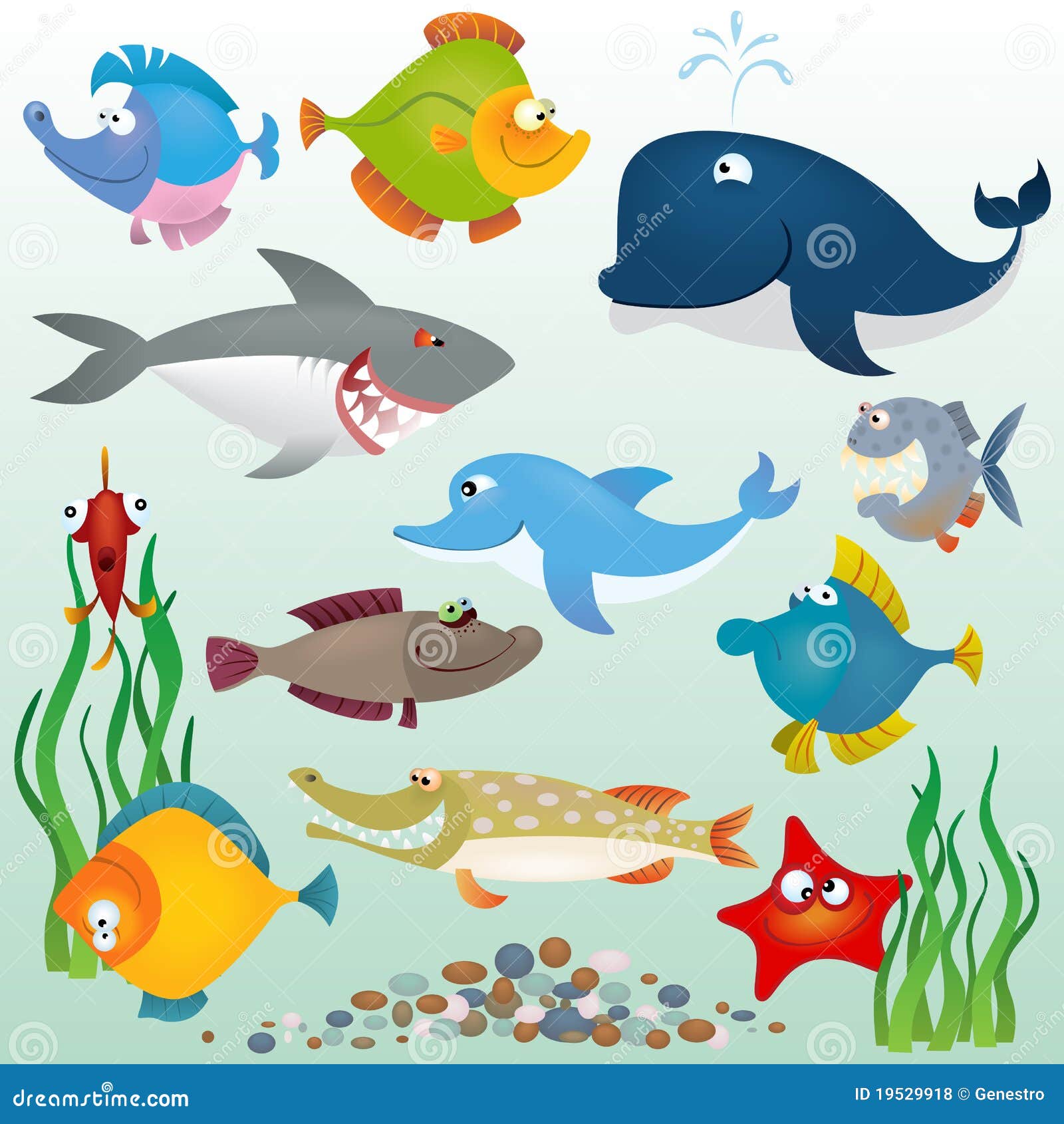 Cartoon Fish Set Royalty Free Stock Photos - Image: 19529918