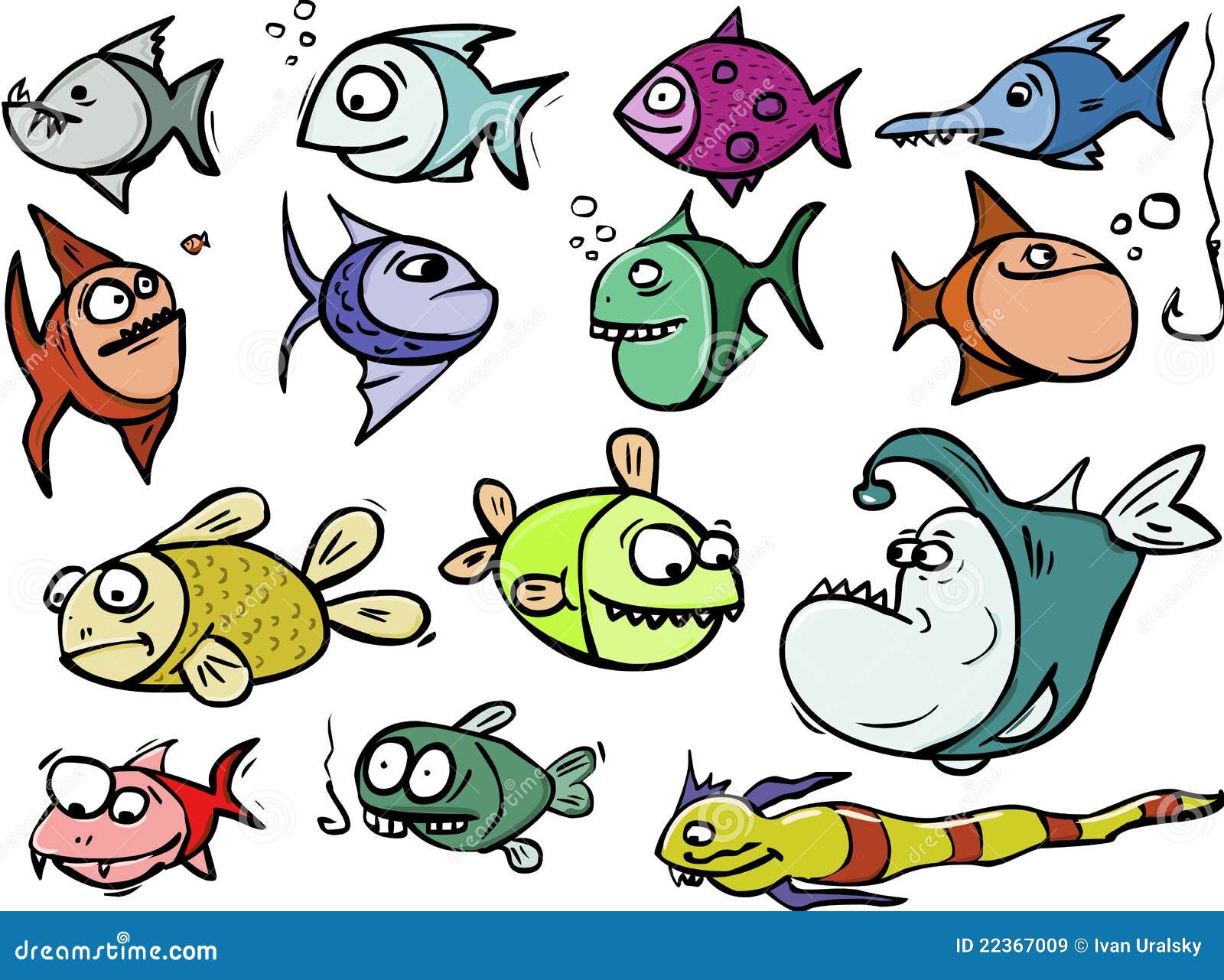 Cartoon fish set stock vector. Illustration of doodle - 22367009