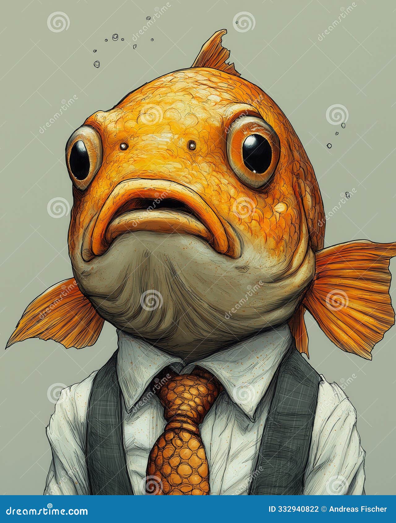 Cartoon Fish With Sea Creature In The Same Tank Stock Image ...