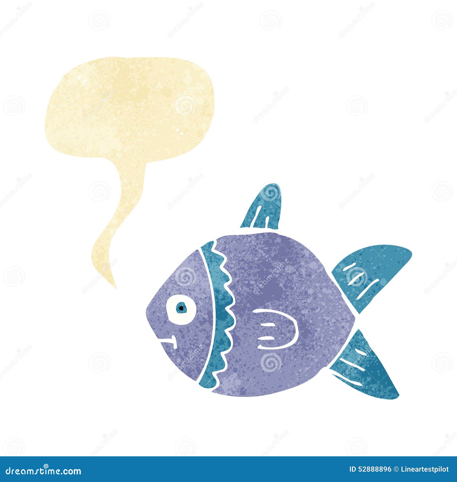 Cartoon Fish with Speech Bubble Stock Illustration - Illustration of ...