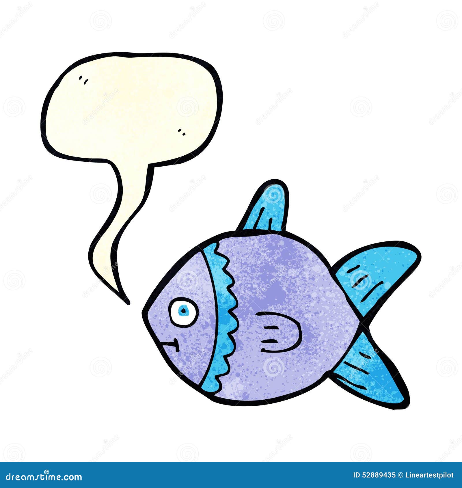 Cartoon Fish with Speech Bubble Stock Illustration - Illustration of ...