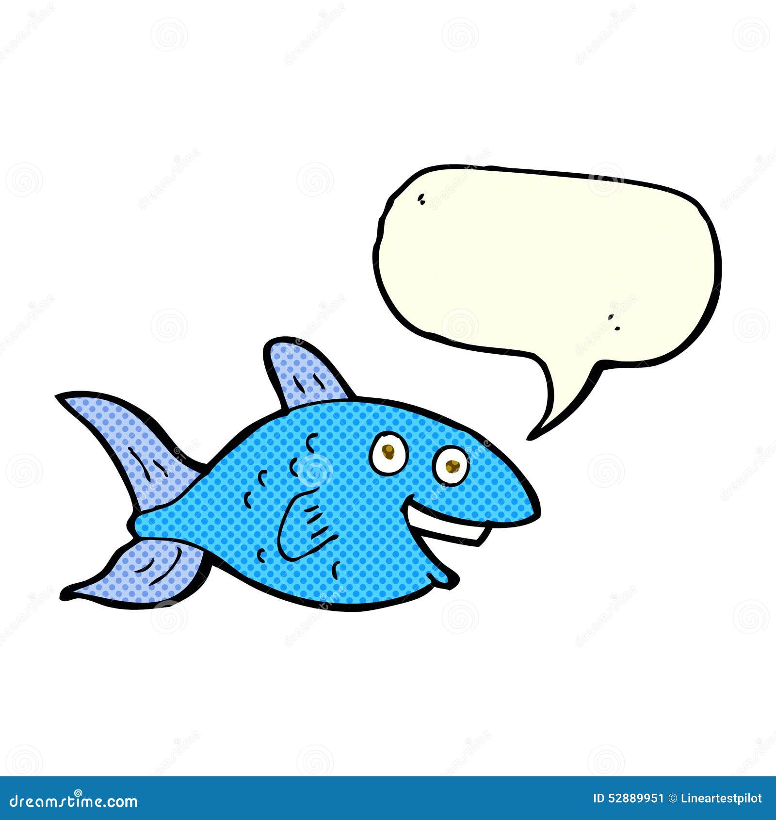 Cartoon Fish with Speech Bubble Stock Illustration - Illustration of ...