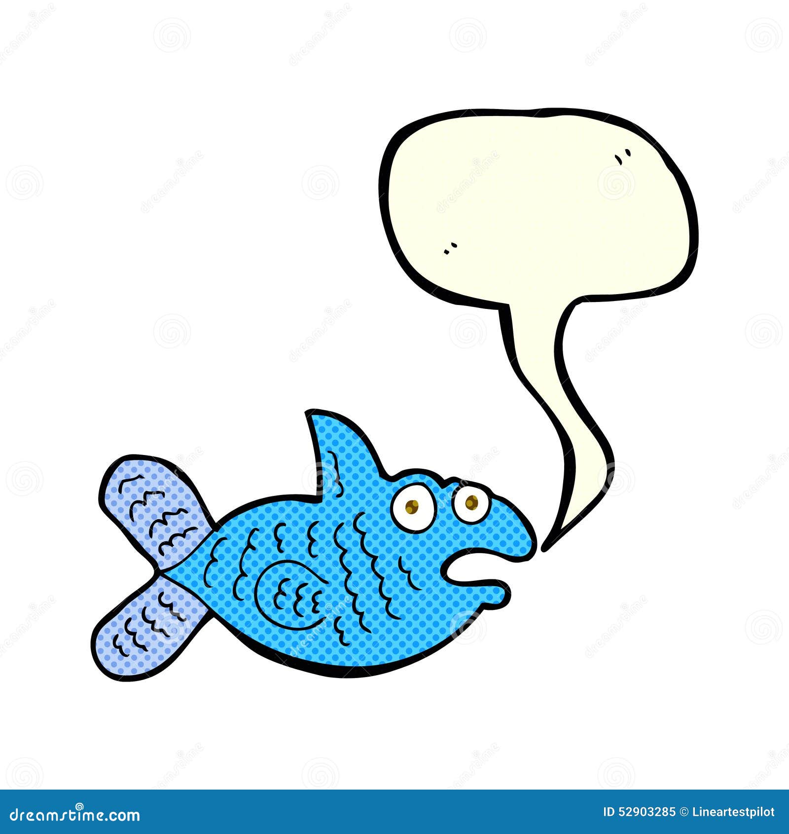 Cartoon Fish with Speech Bubble Stock Illustration - Illustration of ...