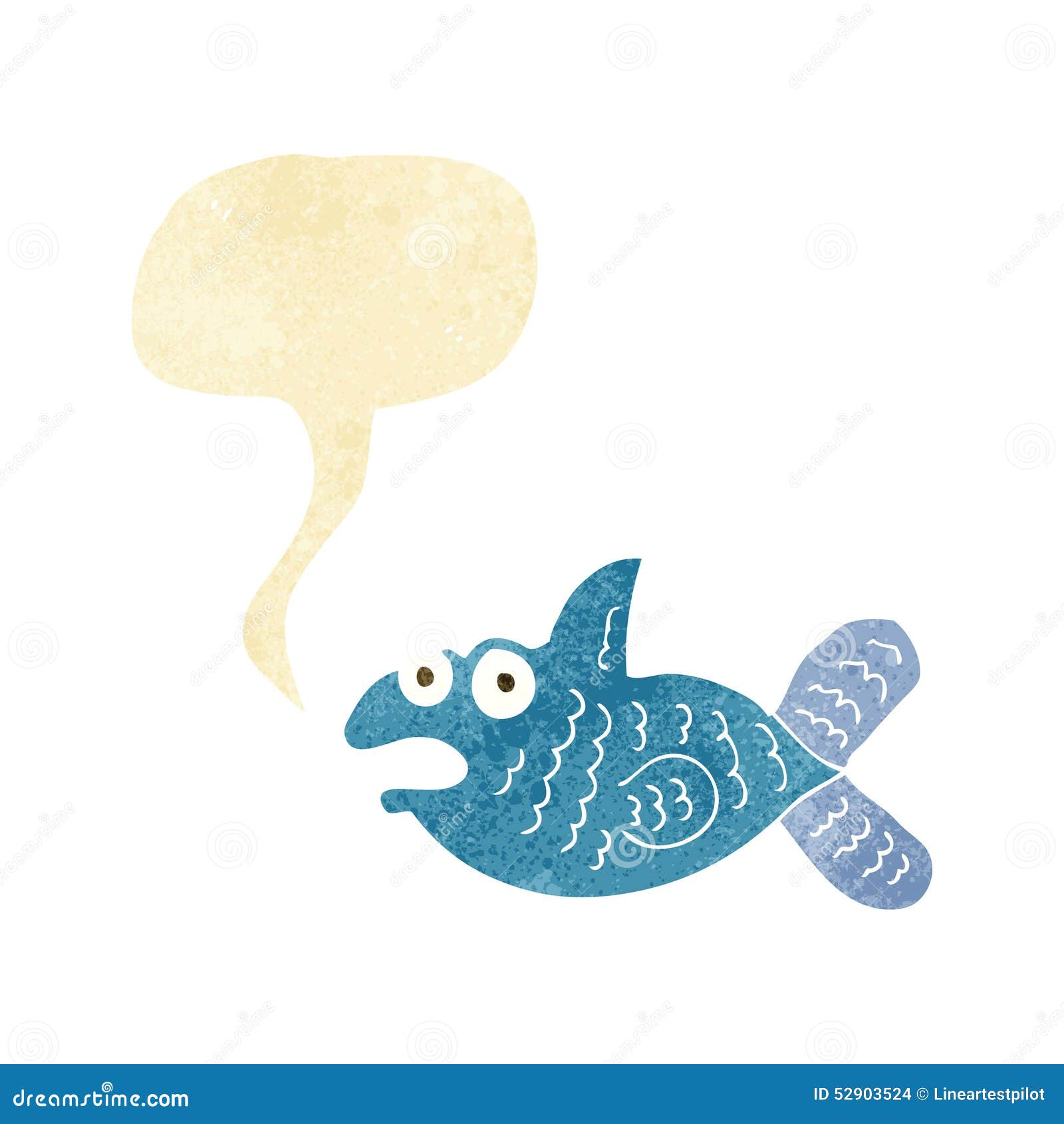 Cartoon Fish with Speech Bubble Stock Illustration - Illustration of ...