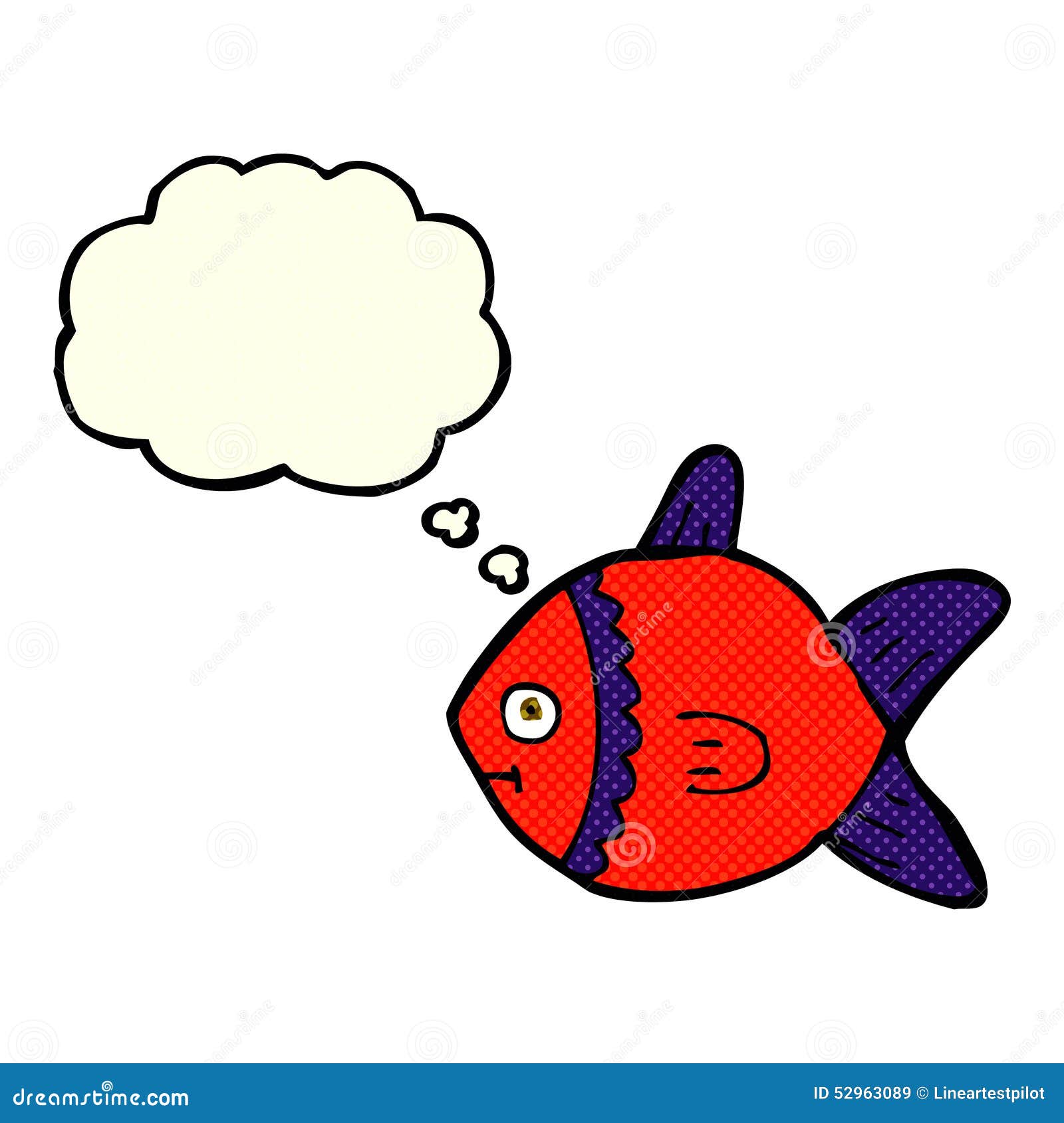 Cartoon Fish with Thought Bubble Stock Illustration - Illustration of ...