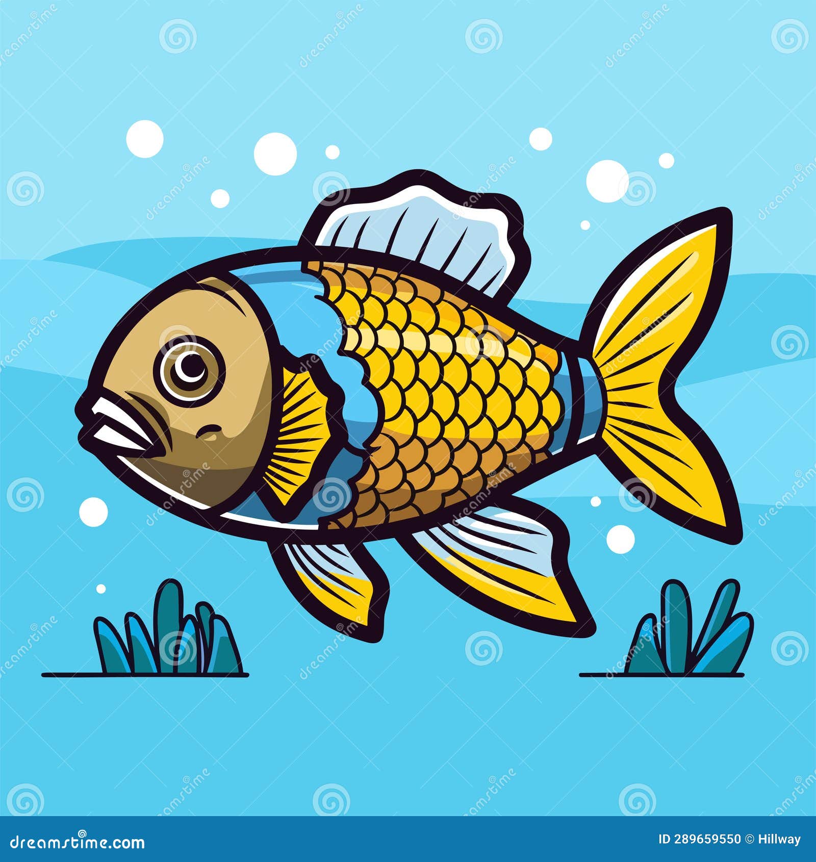 Cartoon Fish Underwater Vector Stock Vector - Illustration of marine ...