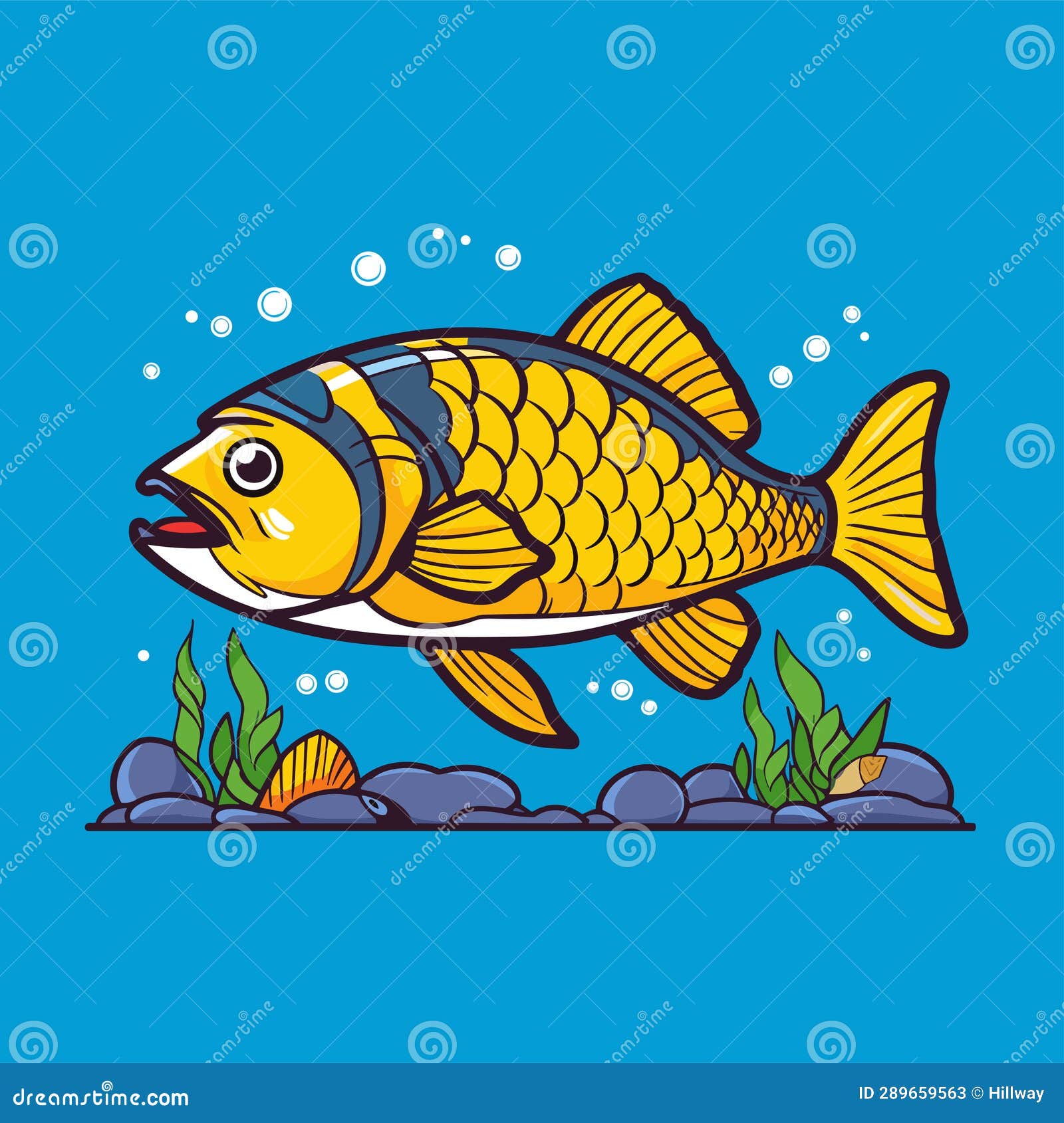 Cartoon Fish Underwater Vector Stock Vector - Illustration of graphic ...