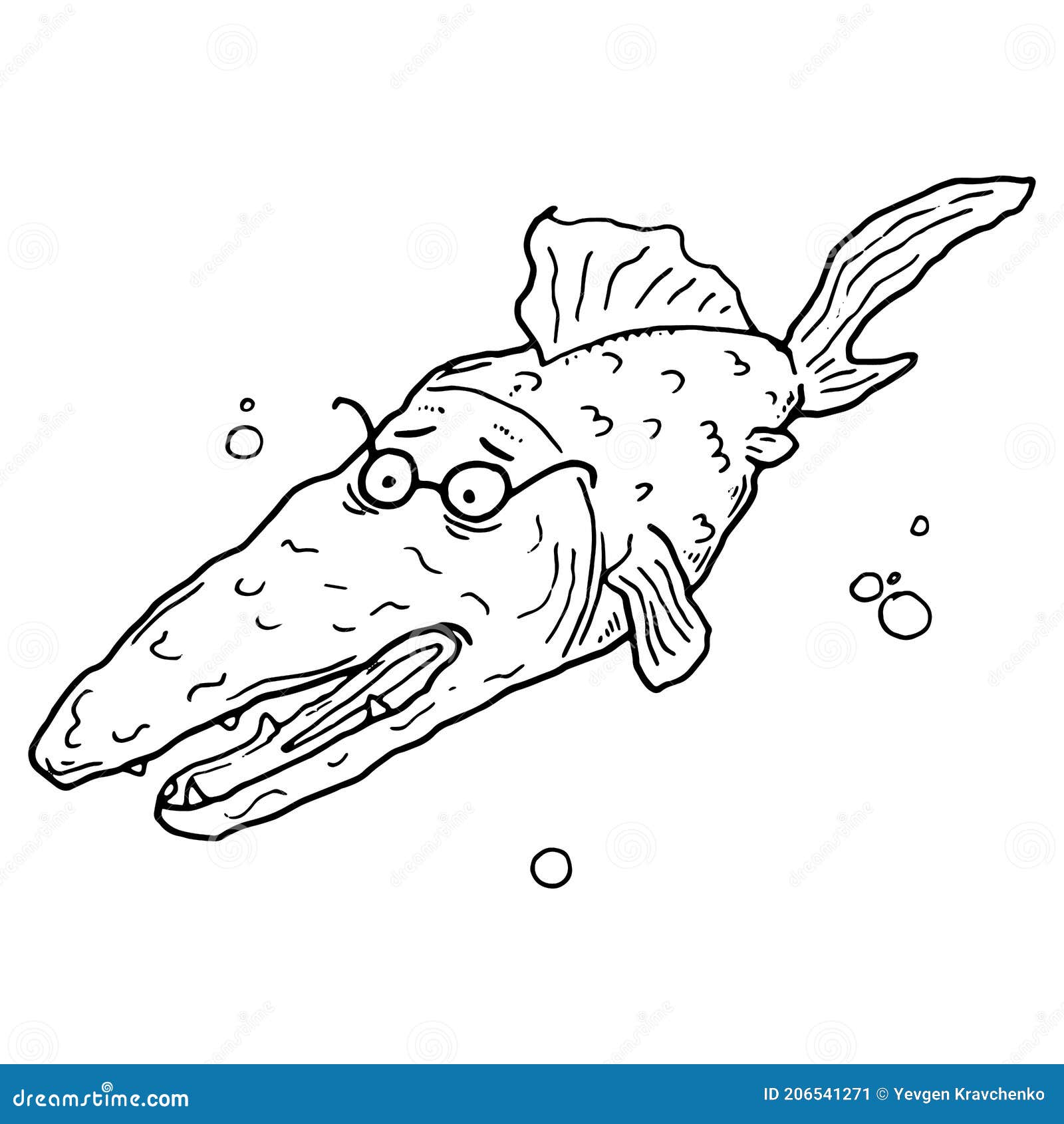 Cartoon Fish. Vector Old Fish with Glasses Stock Vector - Illustration ...