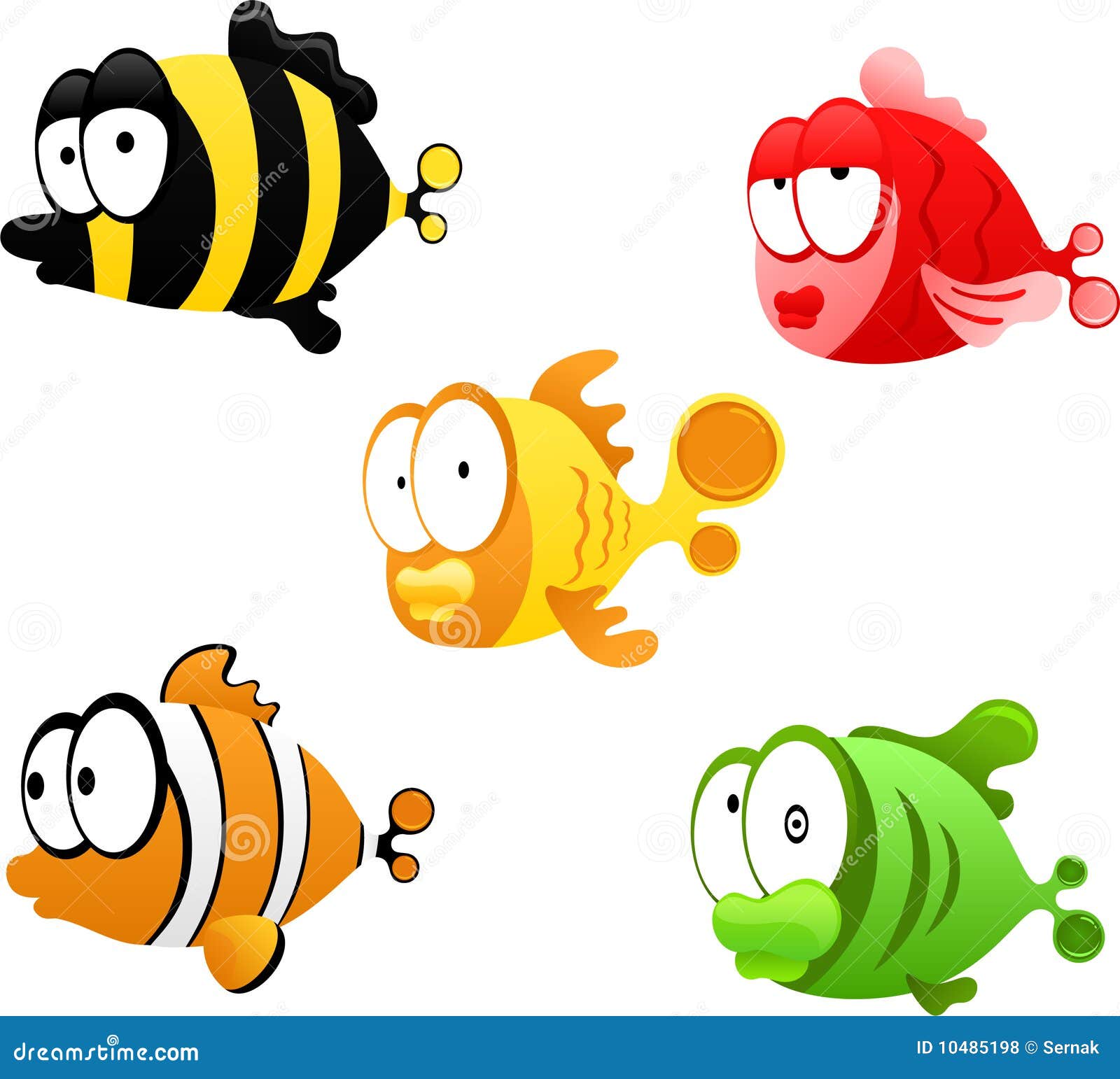 Cartoon fishes stock vector. Image of animal, tank, life - 10485198