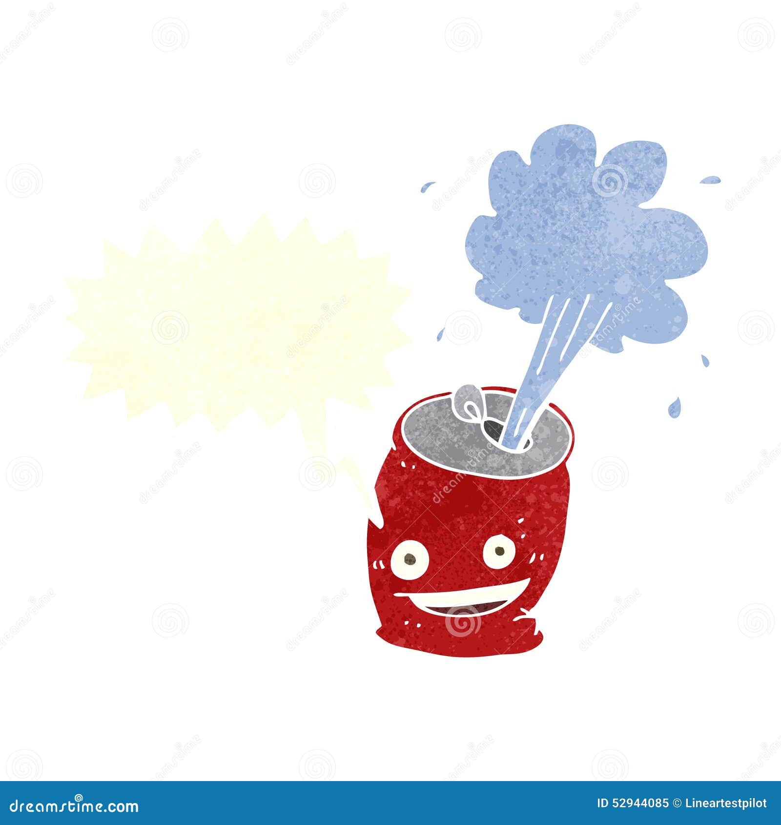 Cartoon Fizzing Soda Can with Speech Bubble Stock Illustration ...