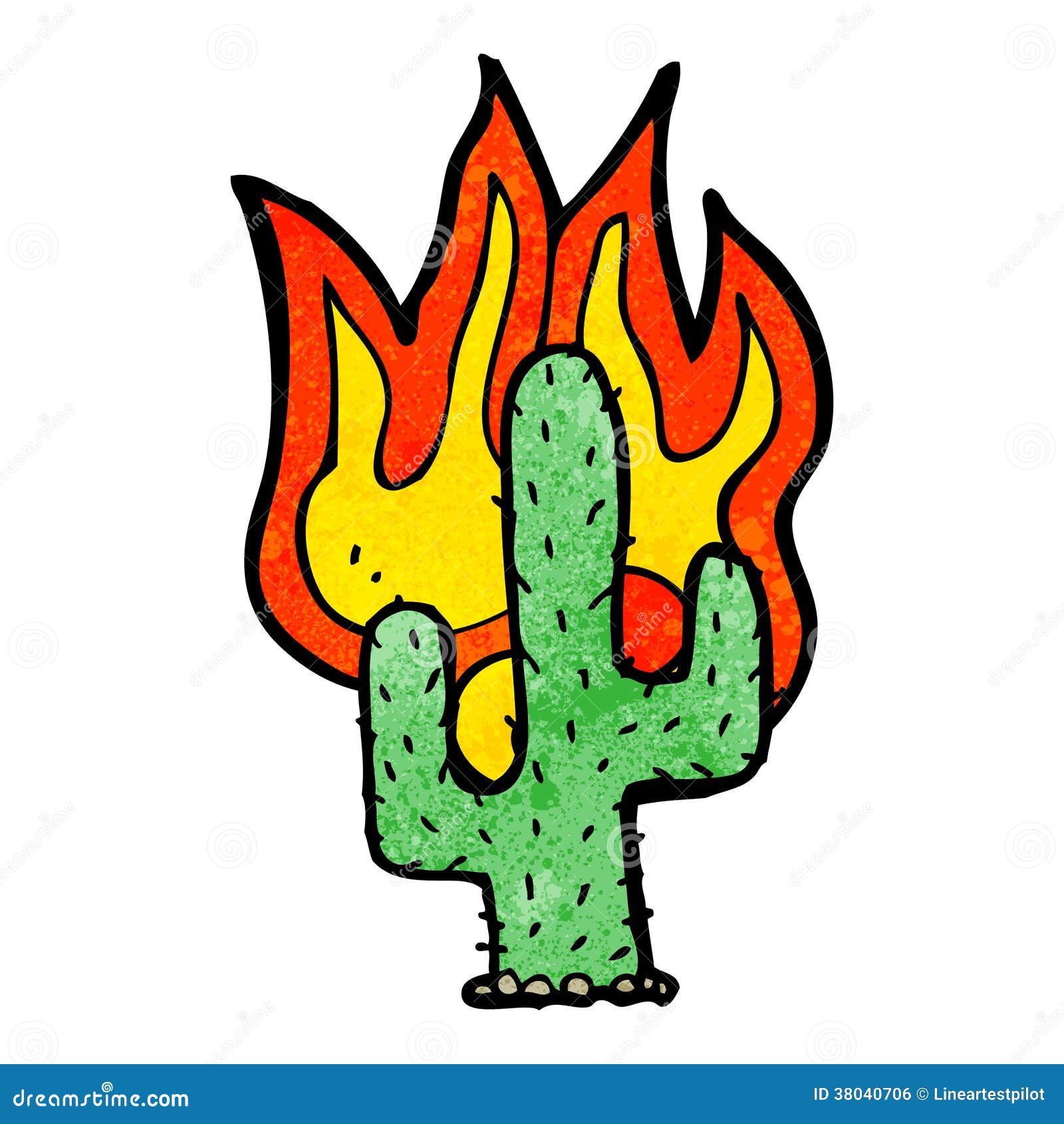 Cartoon flaming cactus stock vector. Illustration of flaming - 38040706