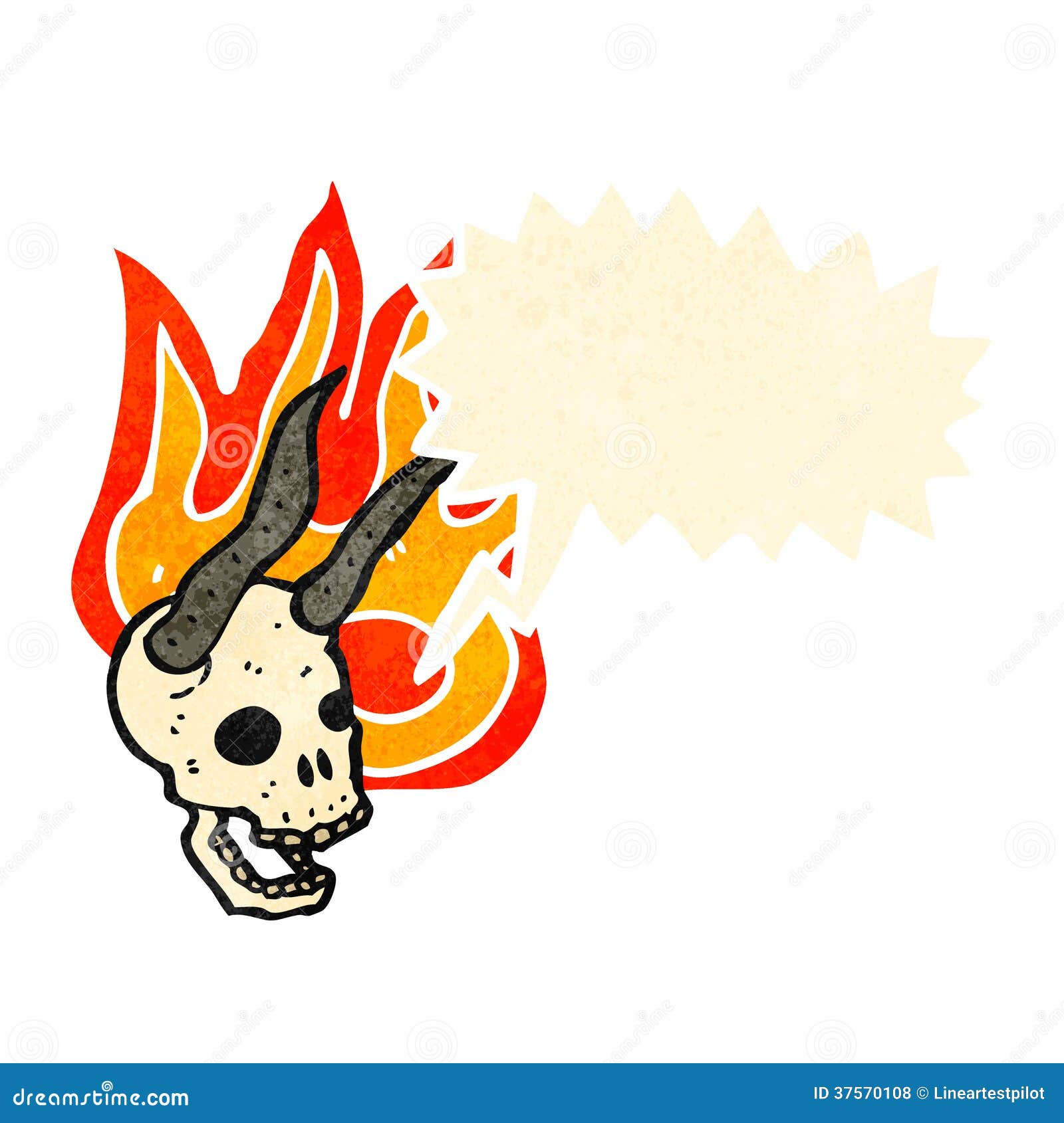 Cartoon Flaming Devil Skull Stock Vector - Illustration of character ...