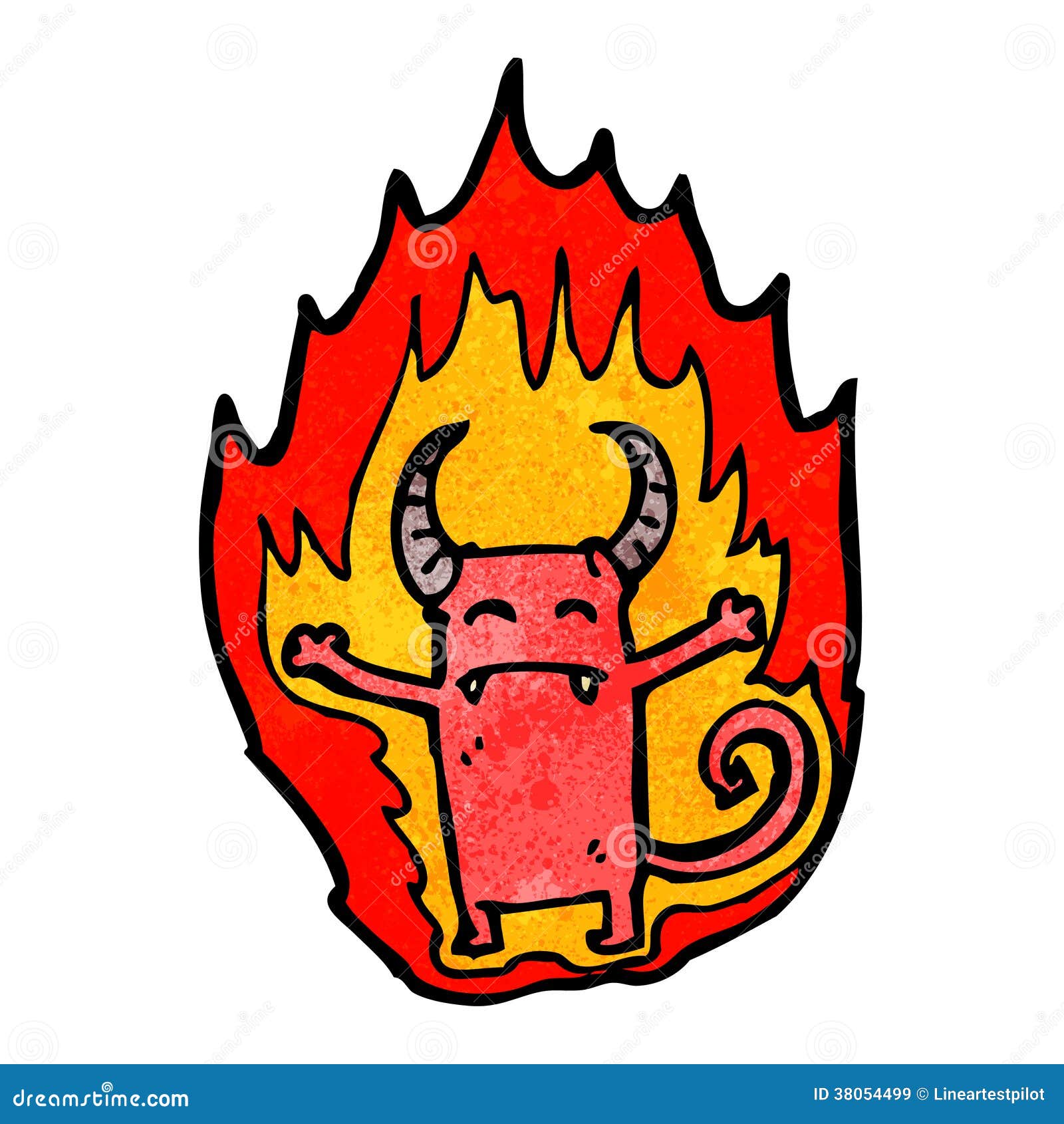 Cartoon flaming little imp stock vector. Illustration of artwork - 38054499