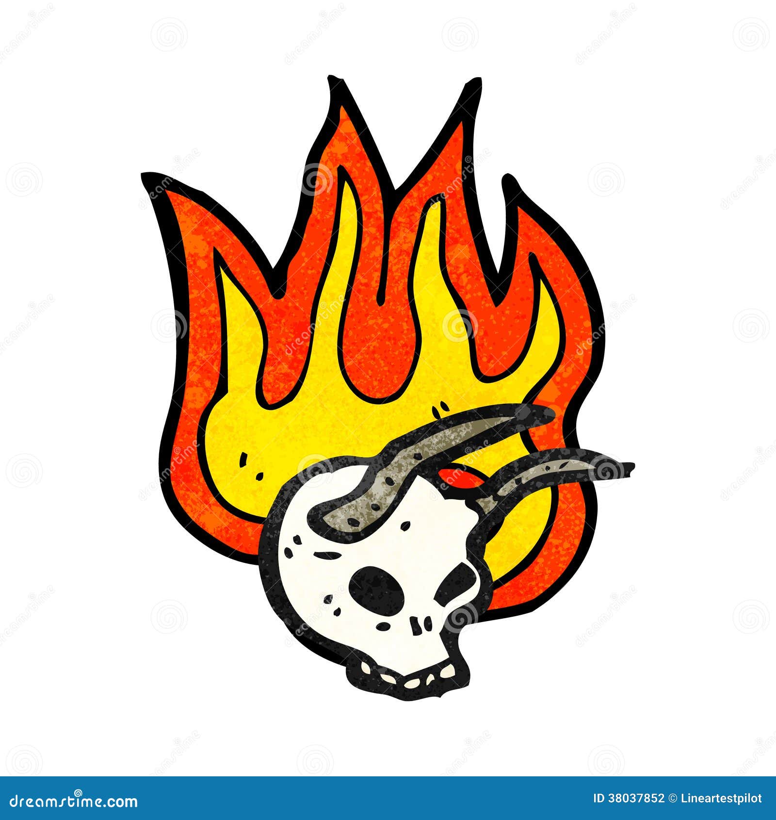 Cartoon flaming skull stock vector. Illustration of clip - 38037852