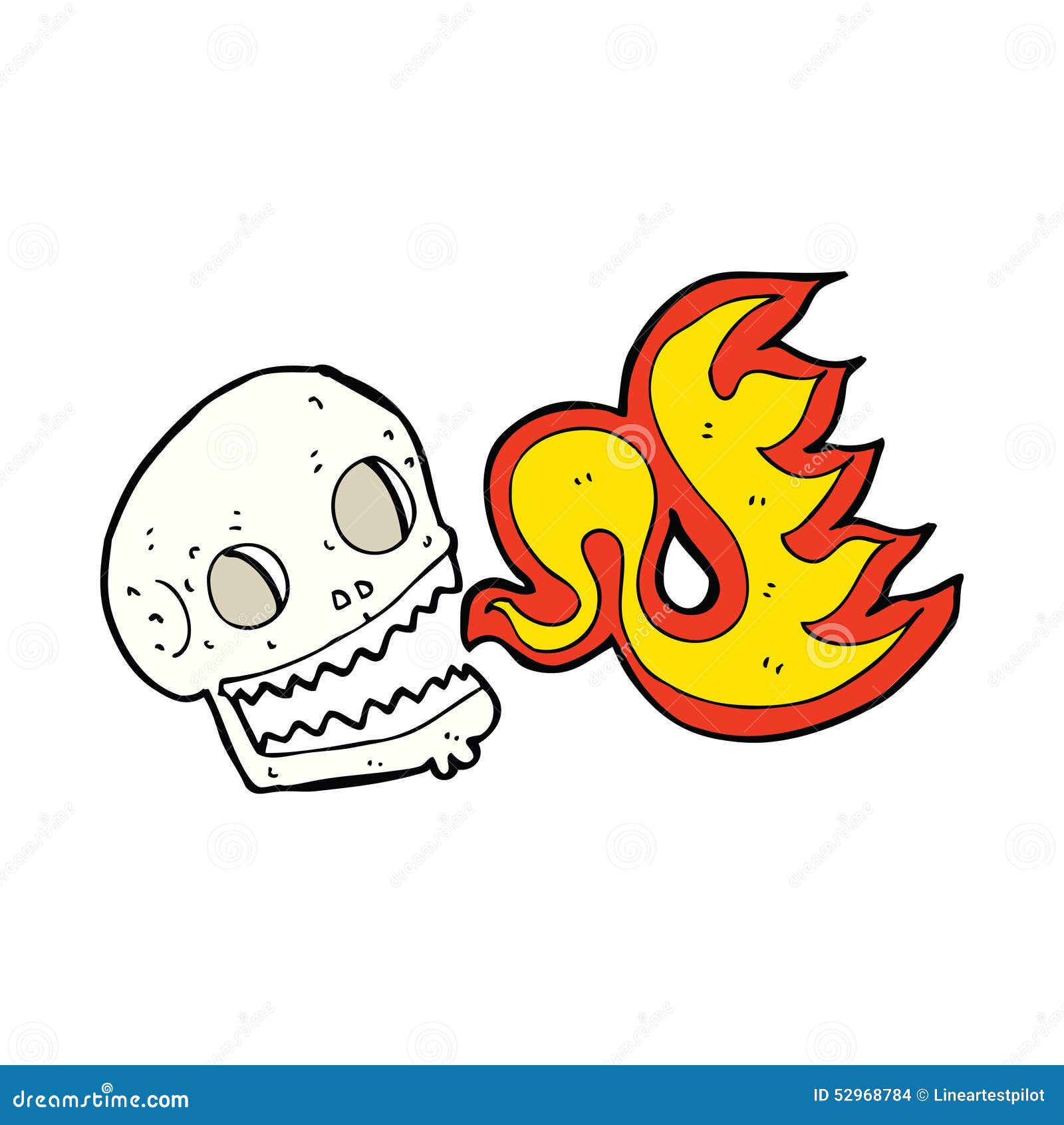 Cartoon flaming skull stock illustration. Illustration of hand - 52968784