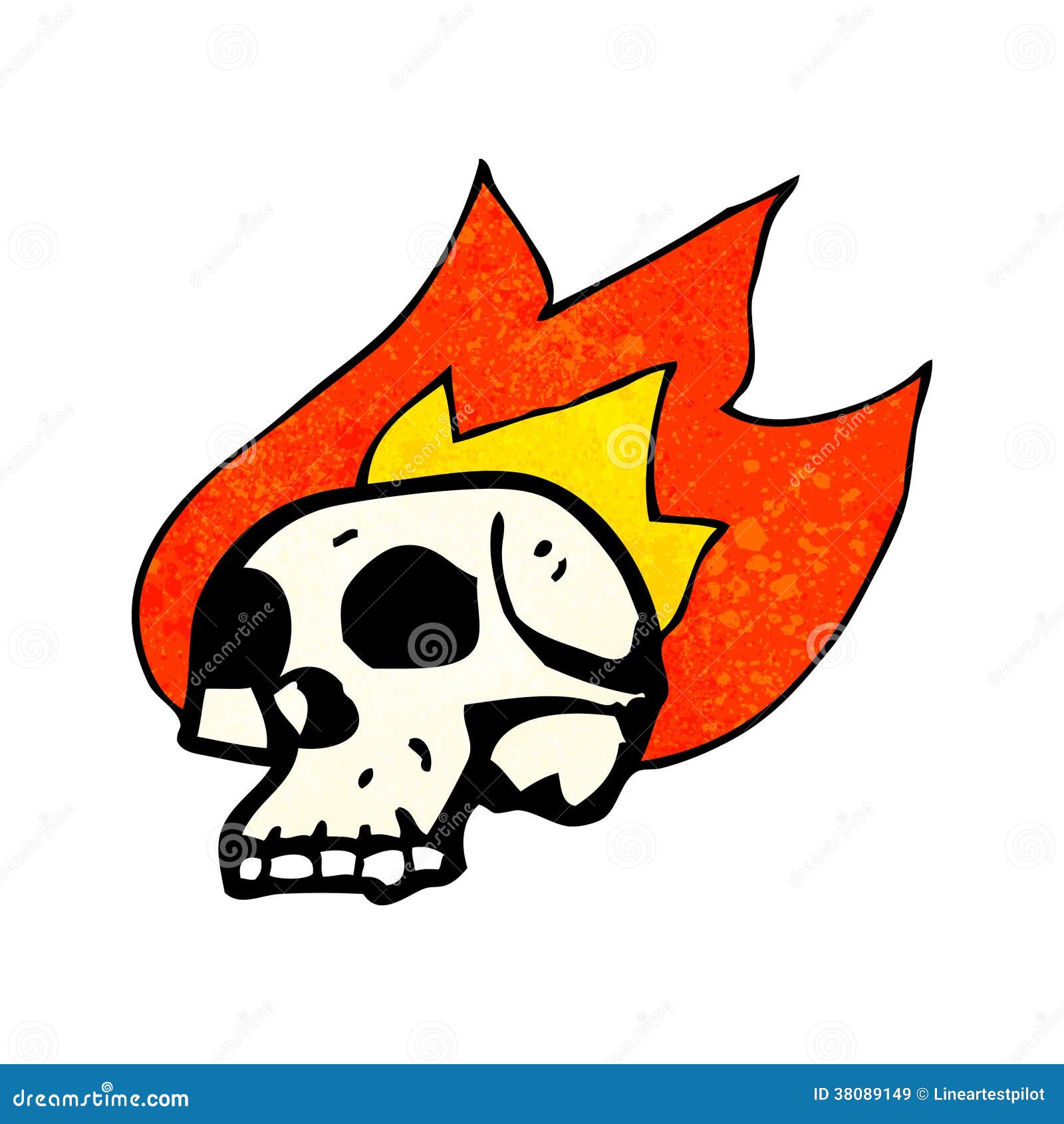 Cartoon flaming skull stock vector. Illustration of spooky - 38089149