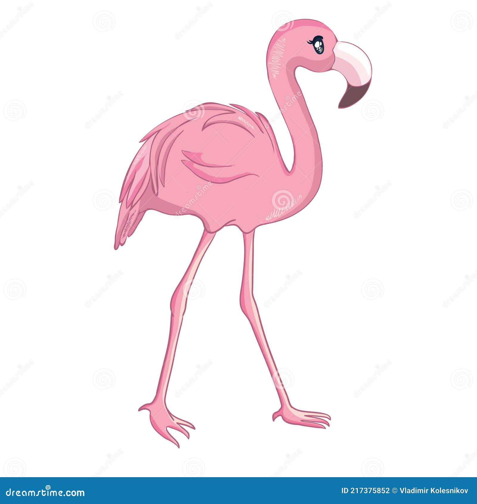 Cartoon Flamingo Isolated on White Background. Stock Vector ...