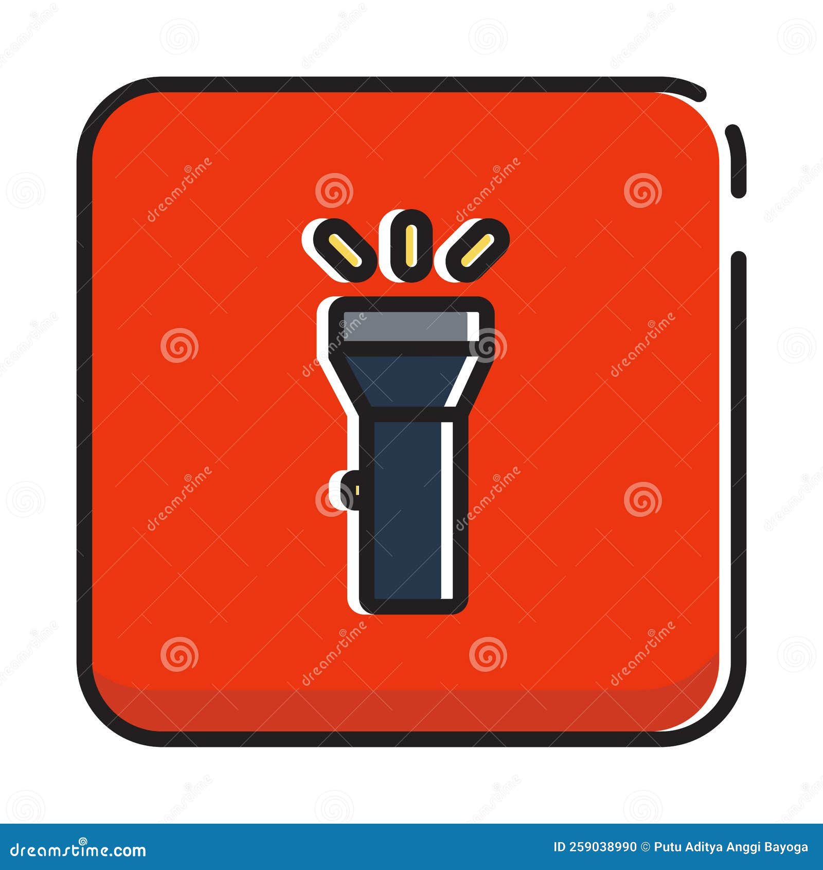 Cartoon flashlight stock vector. Illustration of flat - 259038990