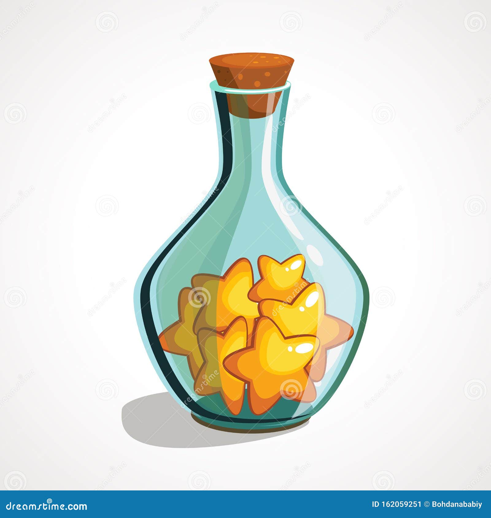 Cartoon Flask with Stars. Game Icon of Magic Elixir. Vector ...