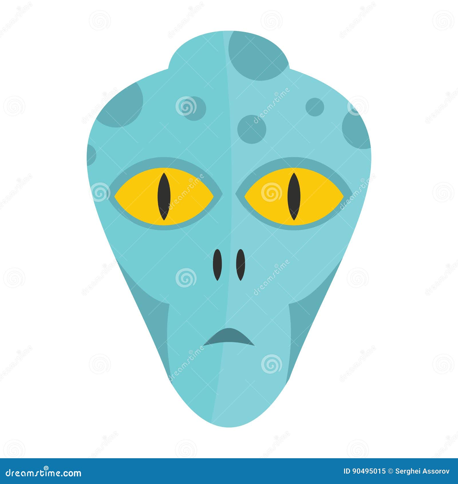 Cartoon Flat Alien Head Isolated On White Background Stock Vector ...