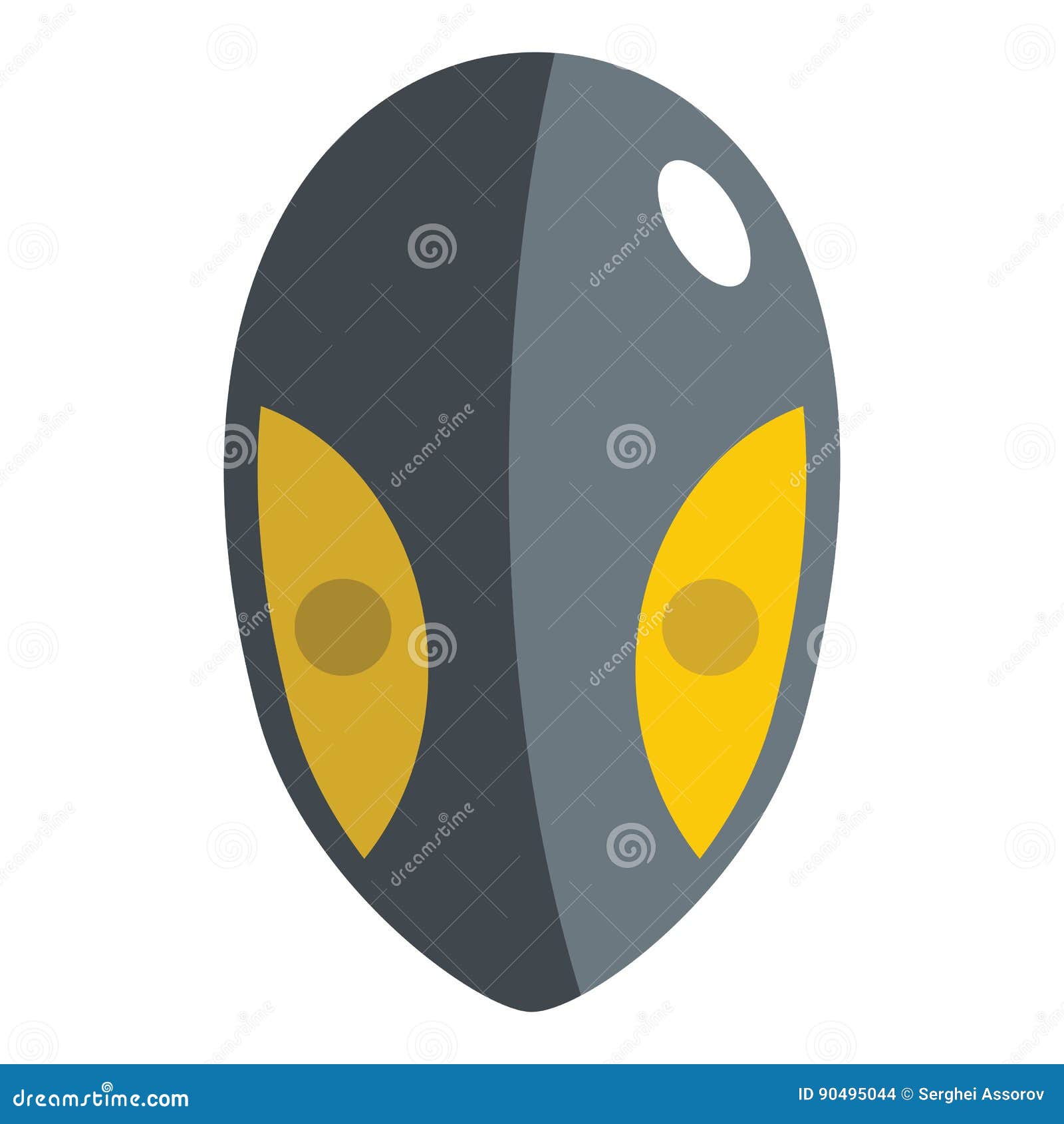 Cartoon Flat Alien Head Isolated on White Background Stock Vector ...