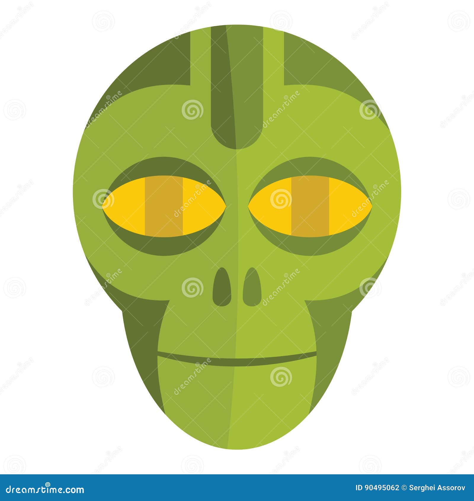 Cartoon Flat Alien Head Isolated on White Background Stock Vector ...