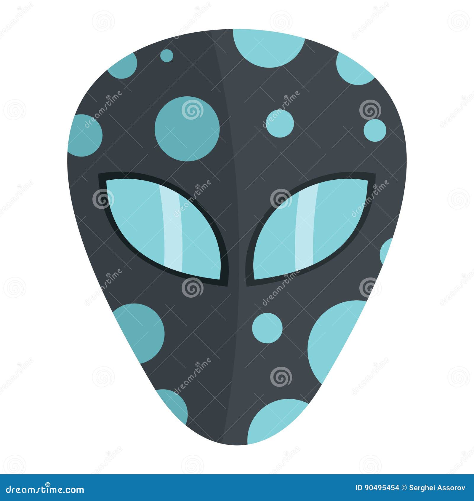 Cartoon Flat Alien Head Isolated on White Background Stock Vector ...
