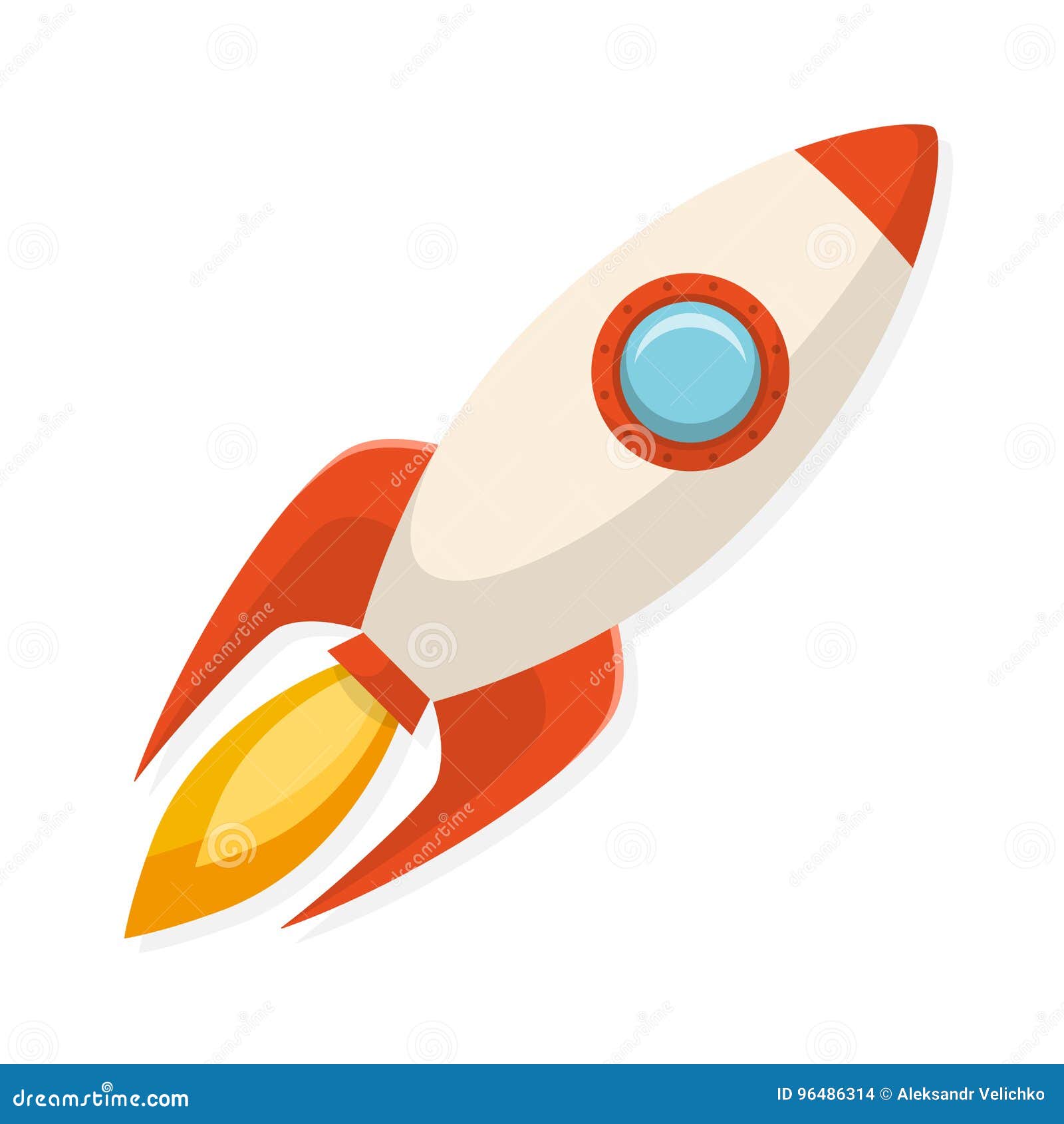 Cartoon Flat Design Rocket Ship. Symbol of Start Up and Creativity ...