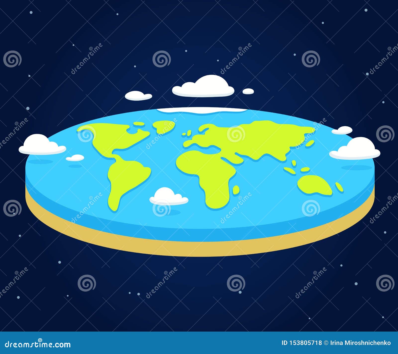 A Map Or Flat Earth With A Locator Icon In The Middle. Editable Clip ...