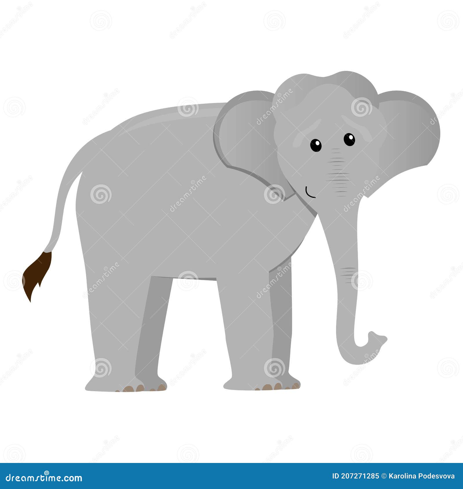 Cartoon flat elephant stock illustration. Illustration of wildlife ...
