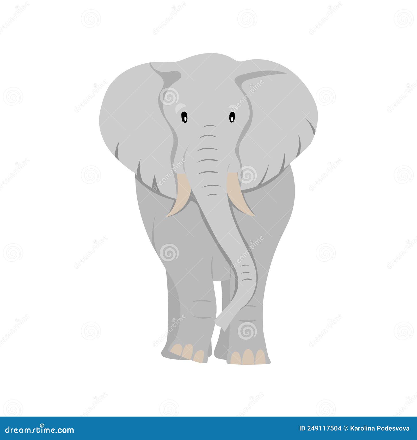 Cartoon Flat Elephant Illustration Isolated on White Stock Vector ...